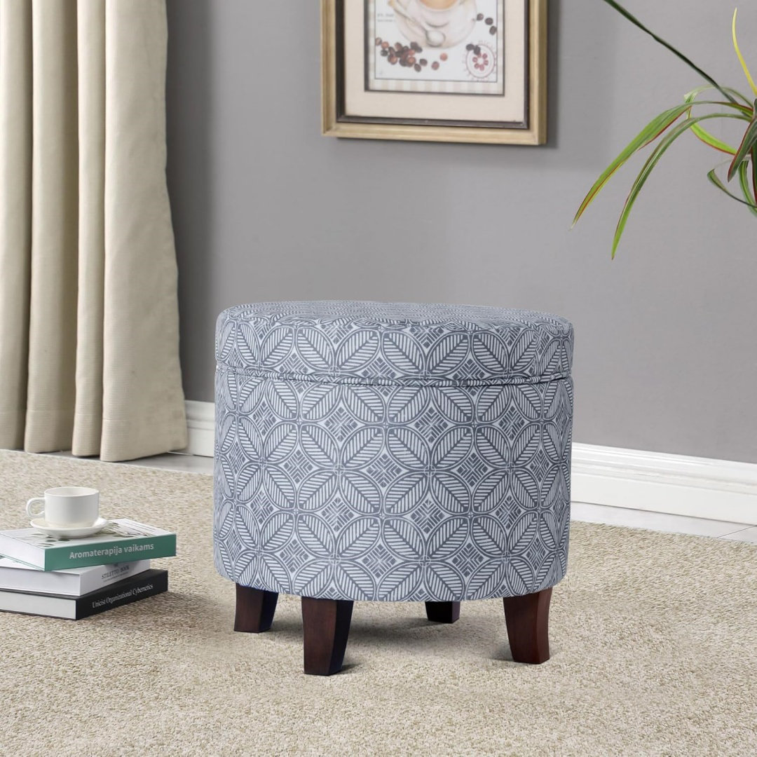 Bungalow Rose Upholstered Round Storage Ottoman Home Décor|Upholstered ...