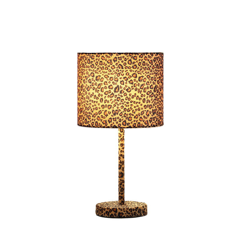 Mercer41 19.25" Faux Suede Leopard Print Metal Table Lamp | Wayfair