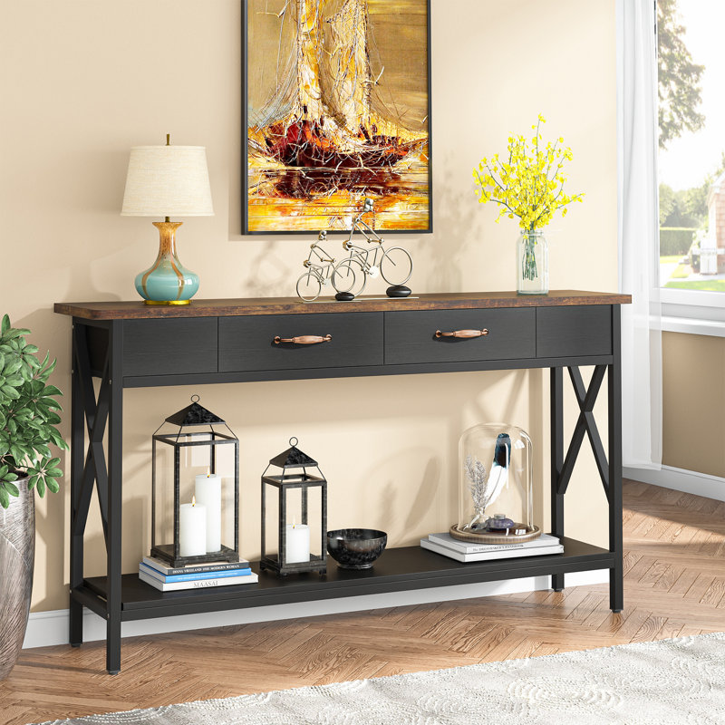 Breakwater Bay Grimball 71" Console Table with 2 Drawers, Long Sofa ...