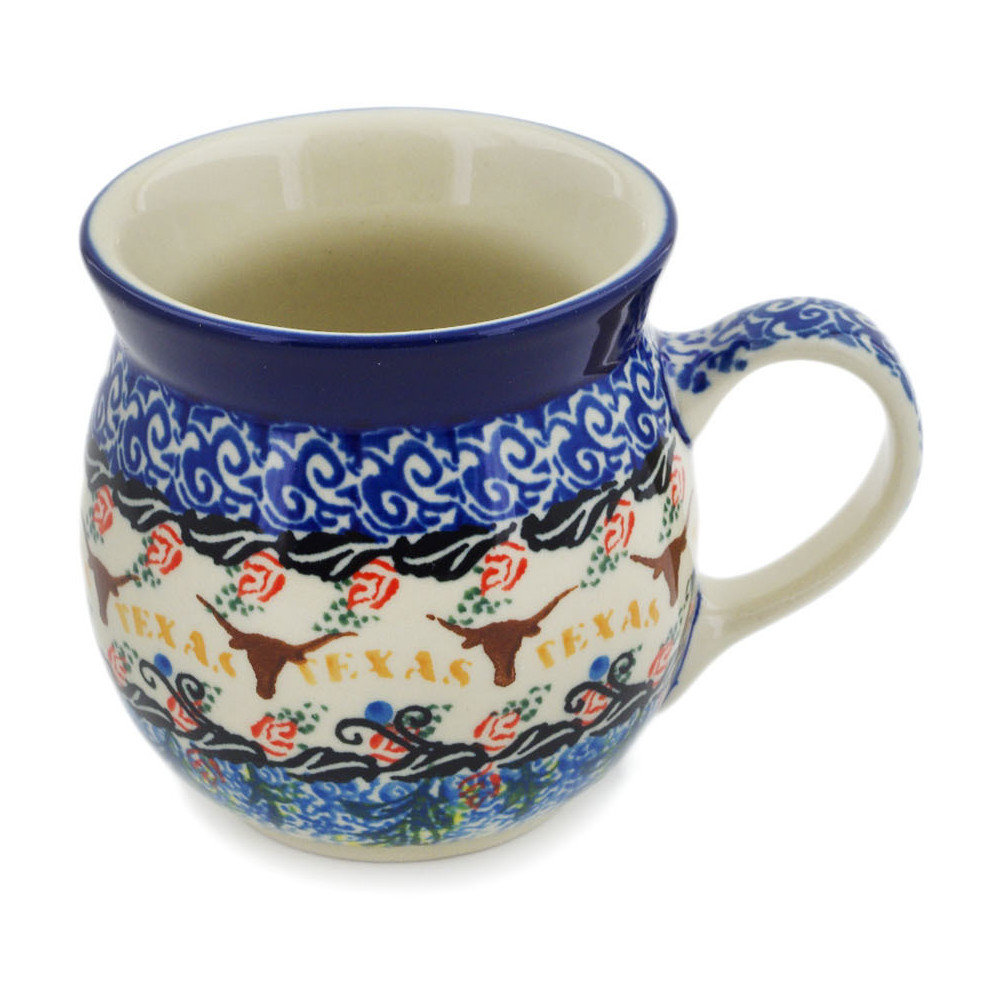 Polmedia Polish Pottery 12 Oz Stoneware Bubble Mug - Texas Feast | Wayfair