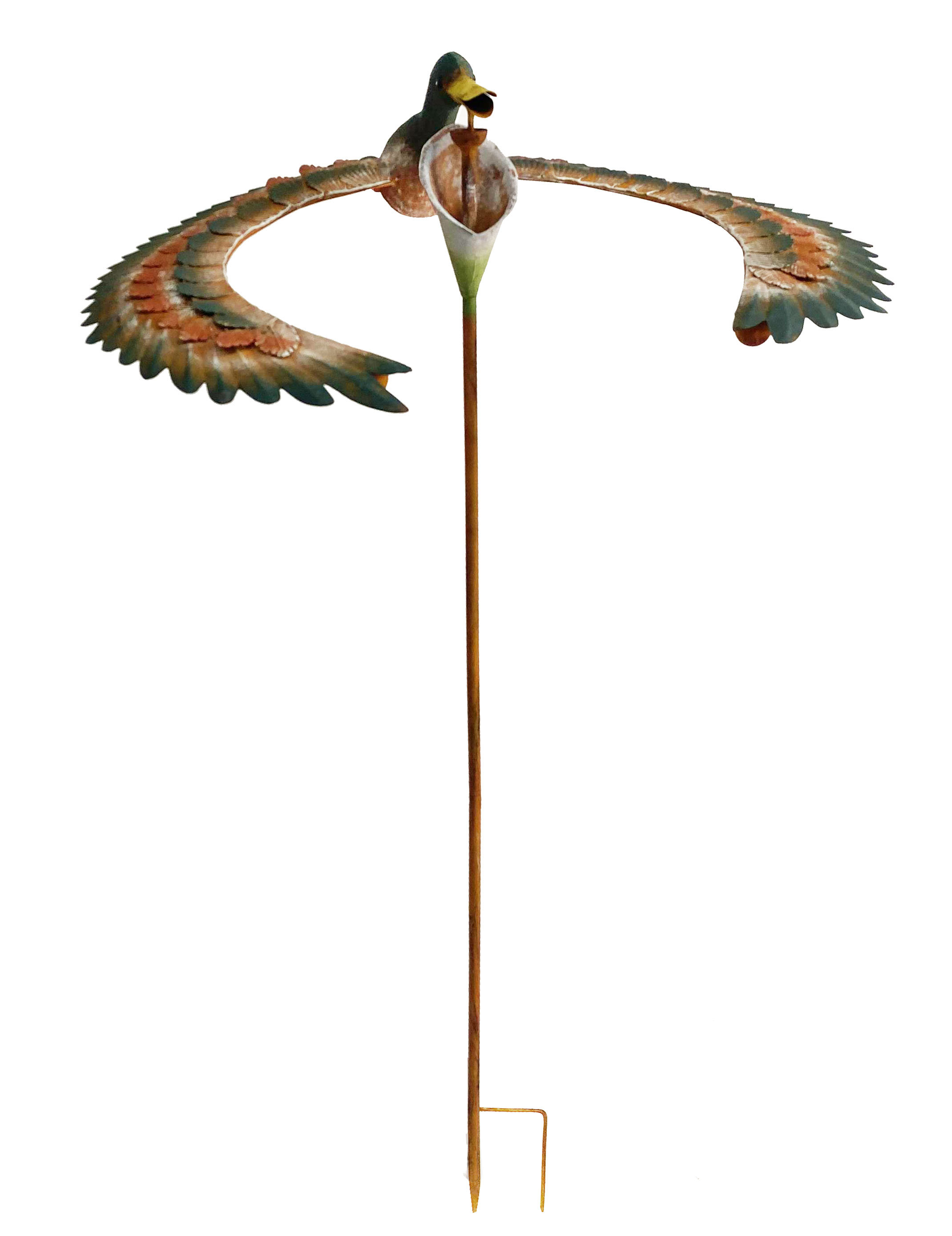 Red Barrel Studio® Metal Rustic Duck Spinning Balancer Garden Stake ...