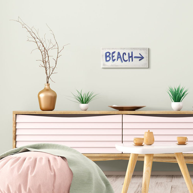 Highland Dunes 'Beach This Way Arrow Sign Blue White Word Design' by ...