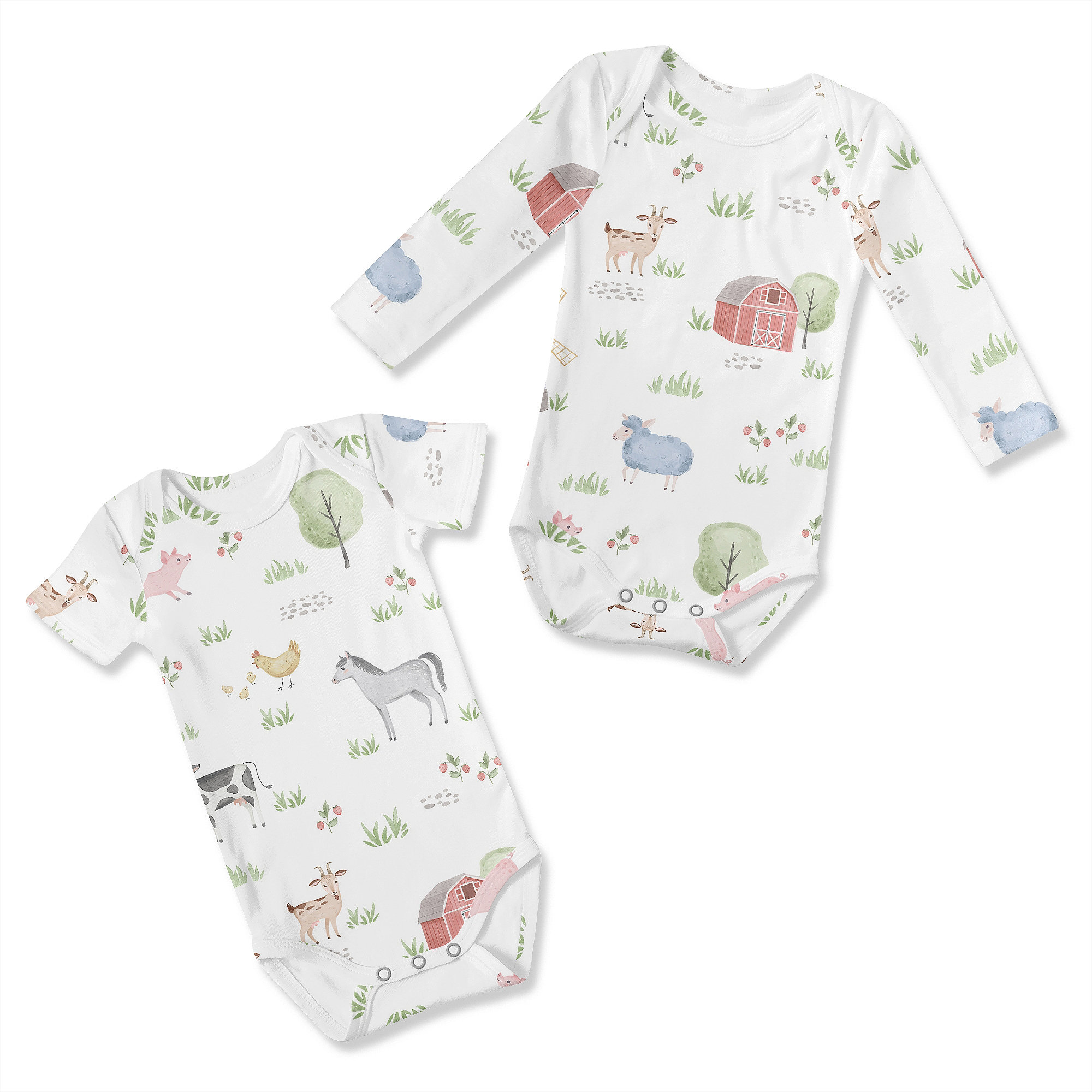 Sweet Jojo Designs Farm Animals Collection Baby Clothes Bodysuits - 2 ...