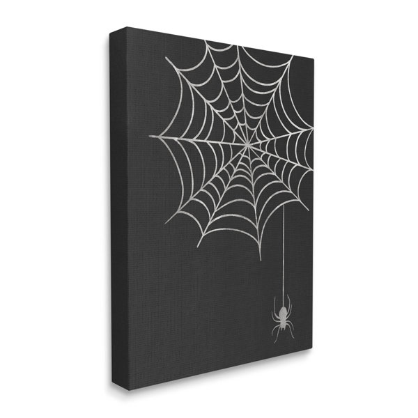 Stupell Industries Casual Black Hanging Spider Web Floater Canvas Wall ...