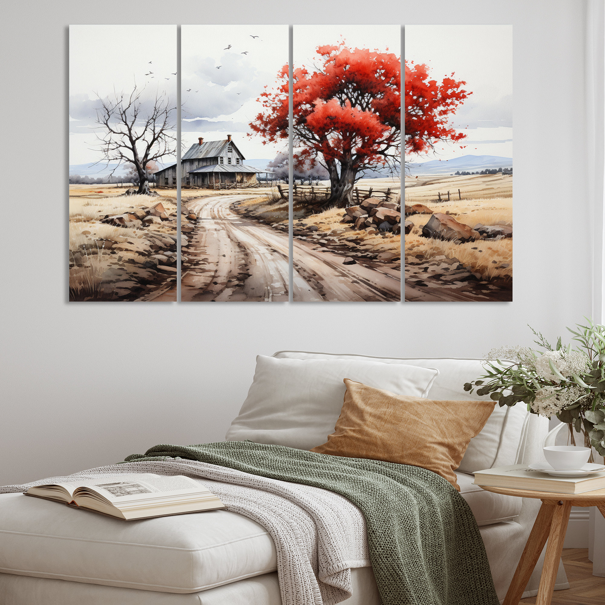 August Grove® Country Road The Path Ahead On Canvas 4 Pieces Print ...