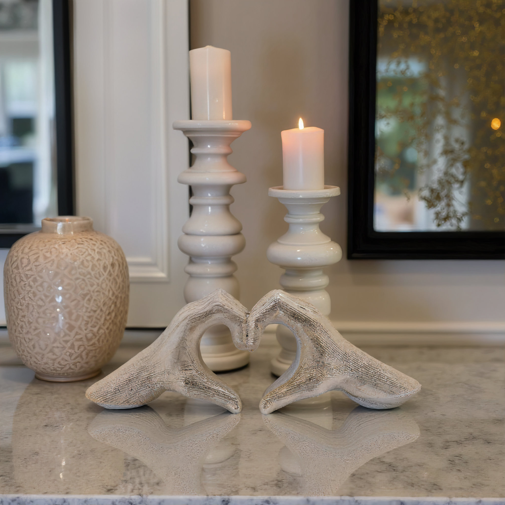 Trent Austin Design® Modern Stoneware Ceramic Hand Heart Decorative ...