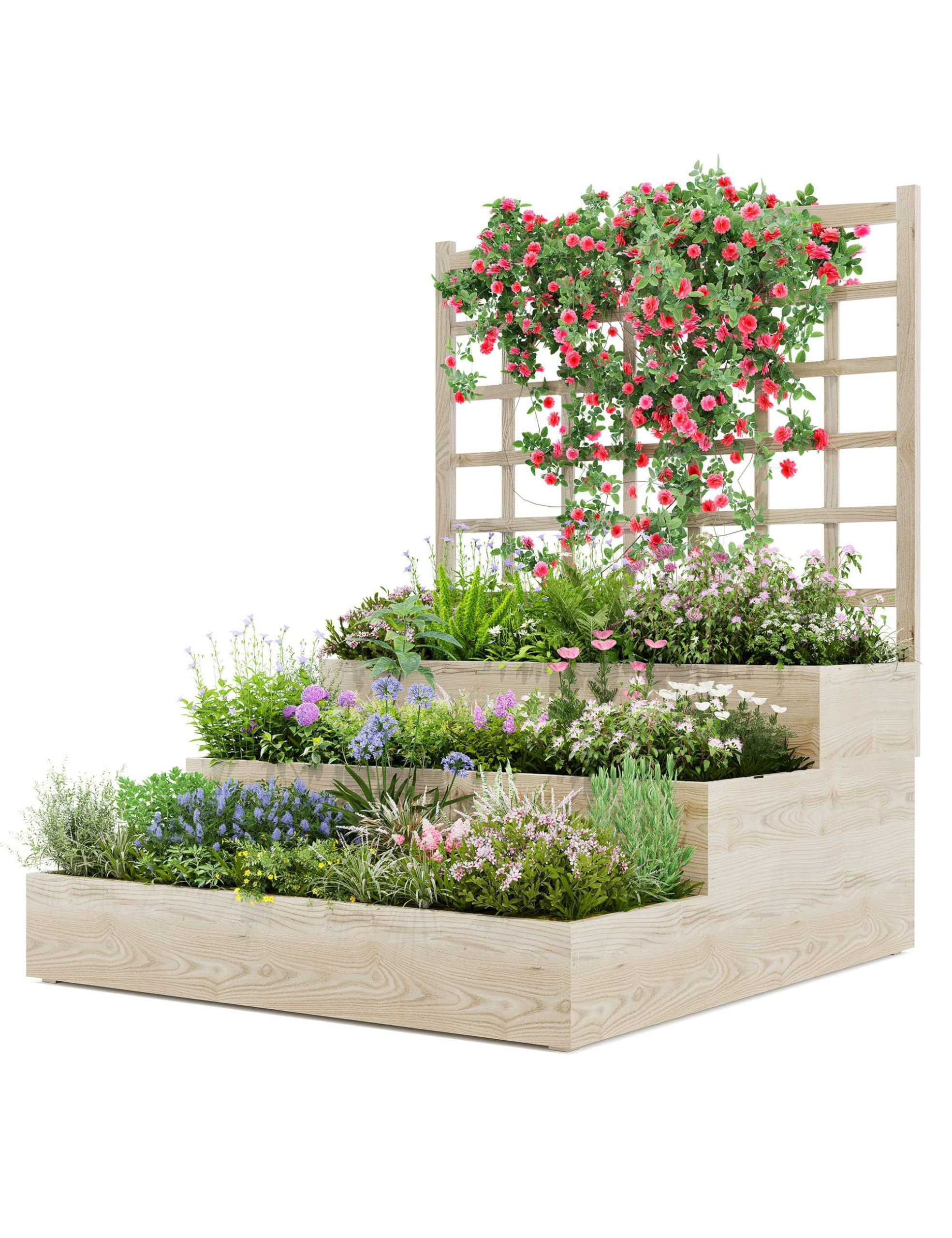 Ophelia & Co. 3 Tier Raised Garden Bed, With Trellis & Open-Ended Base ...
