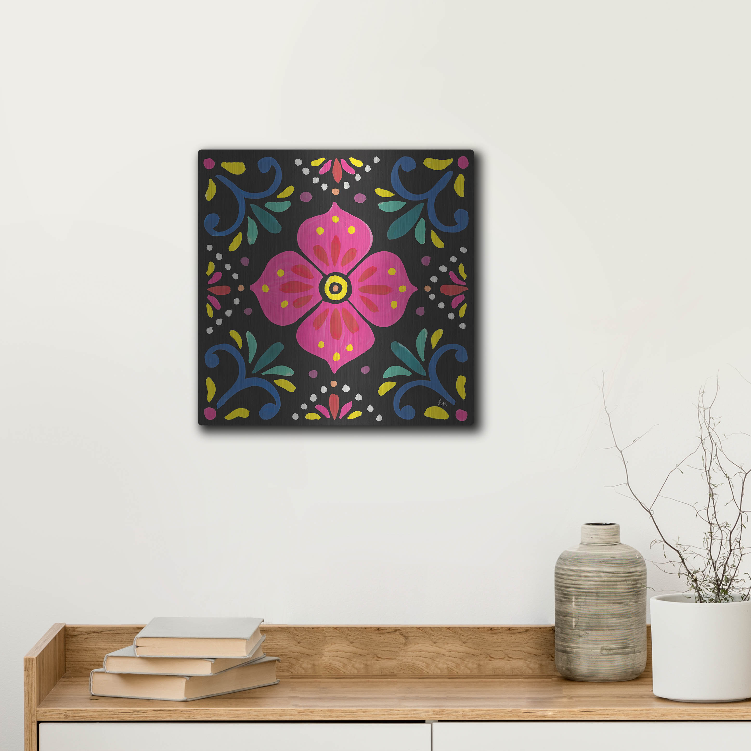 Winston Porter 'Floral Fiesta Tile Ix' by Laura Marshall Metal Wall Art ...
