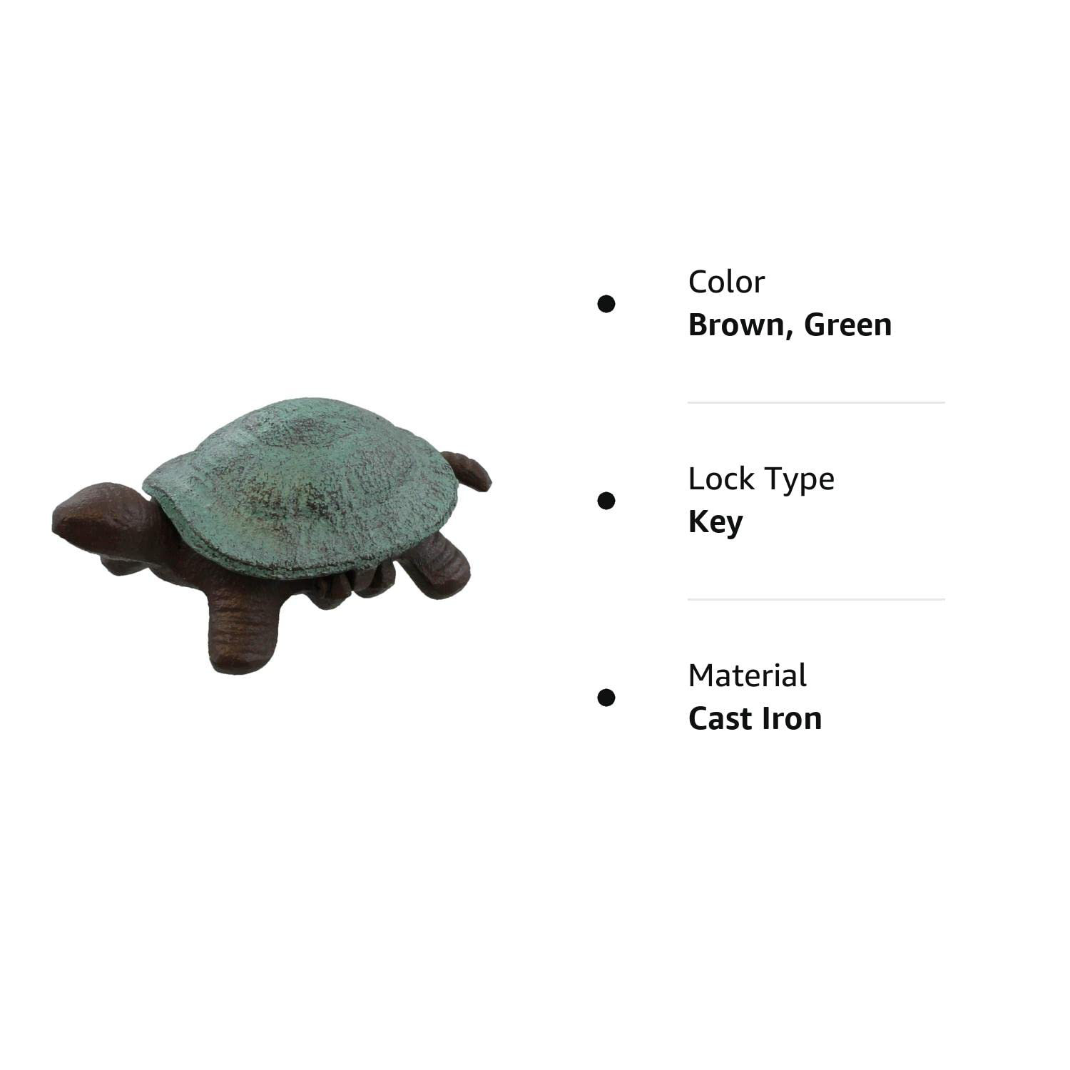 Bay Isle Home™ Turtle Key Hider Figurine - Cast Iron Garden Statue with ...