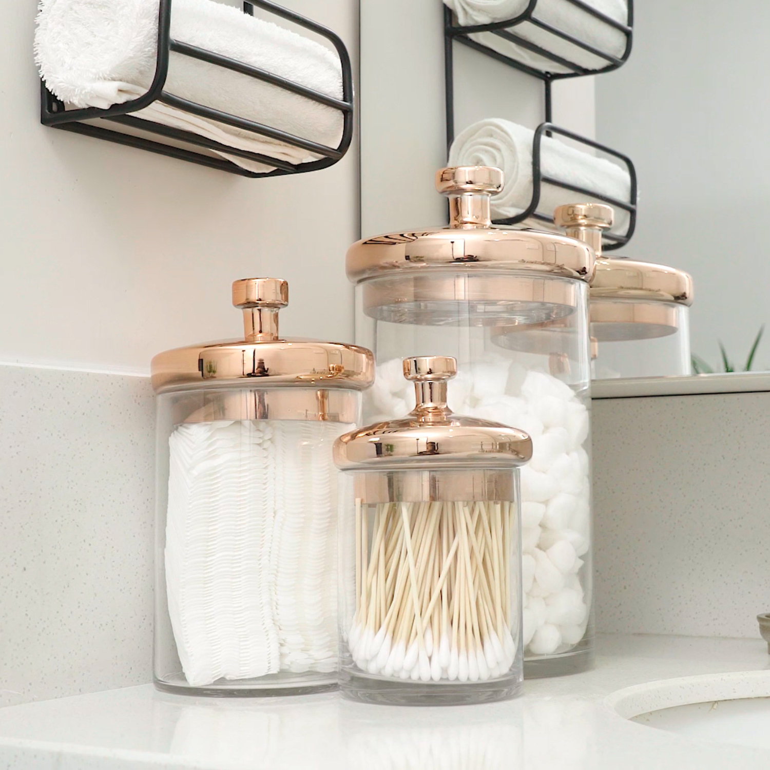 Mercer41 3 Piece Glass Bathroom Storage Container | Wayfair