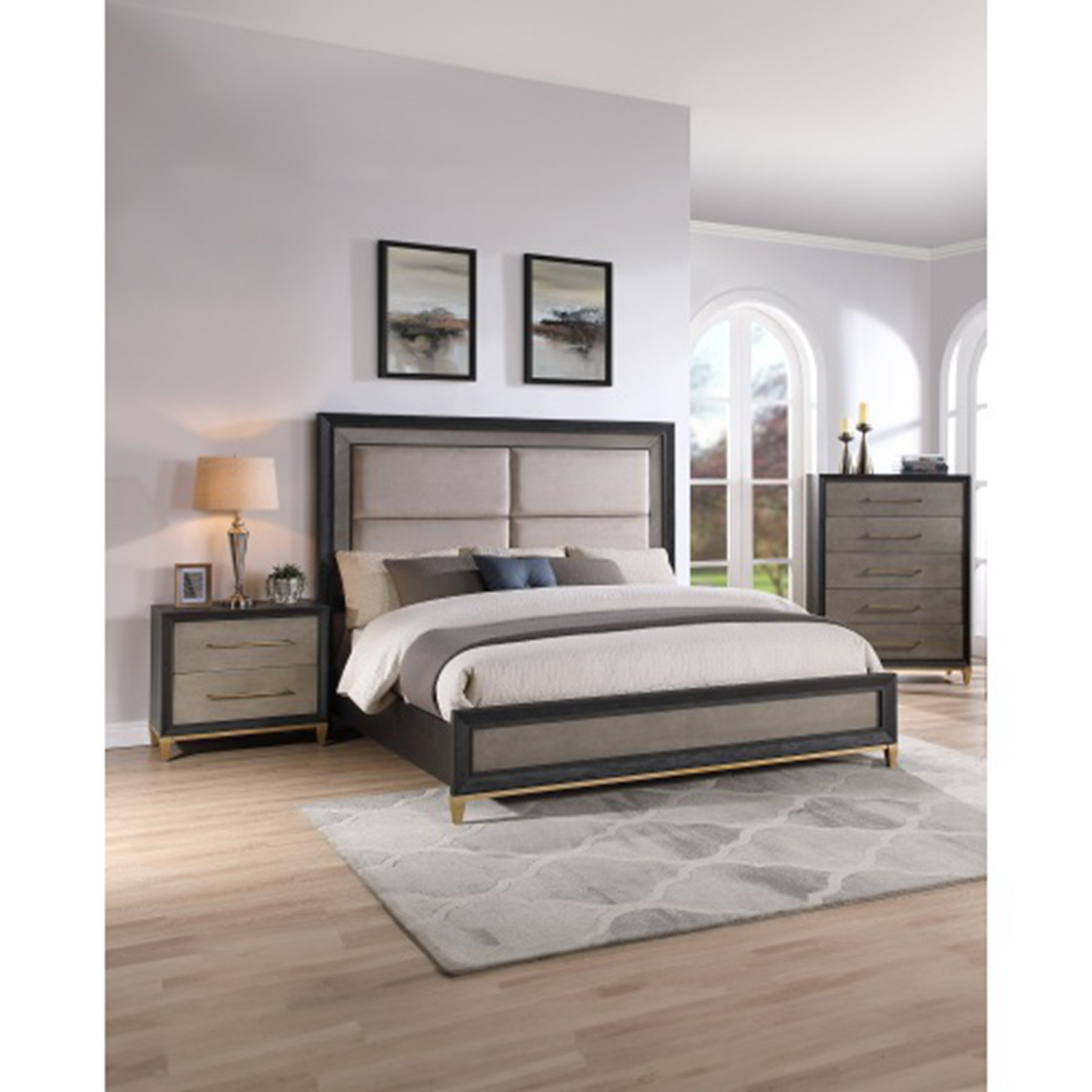 Hokku Designs Elegant Two-Tone Bed with Gold Accents | Wayfair
