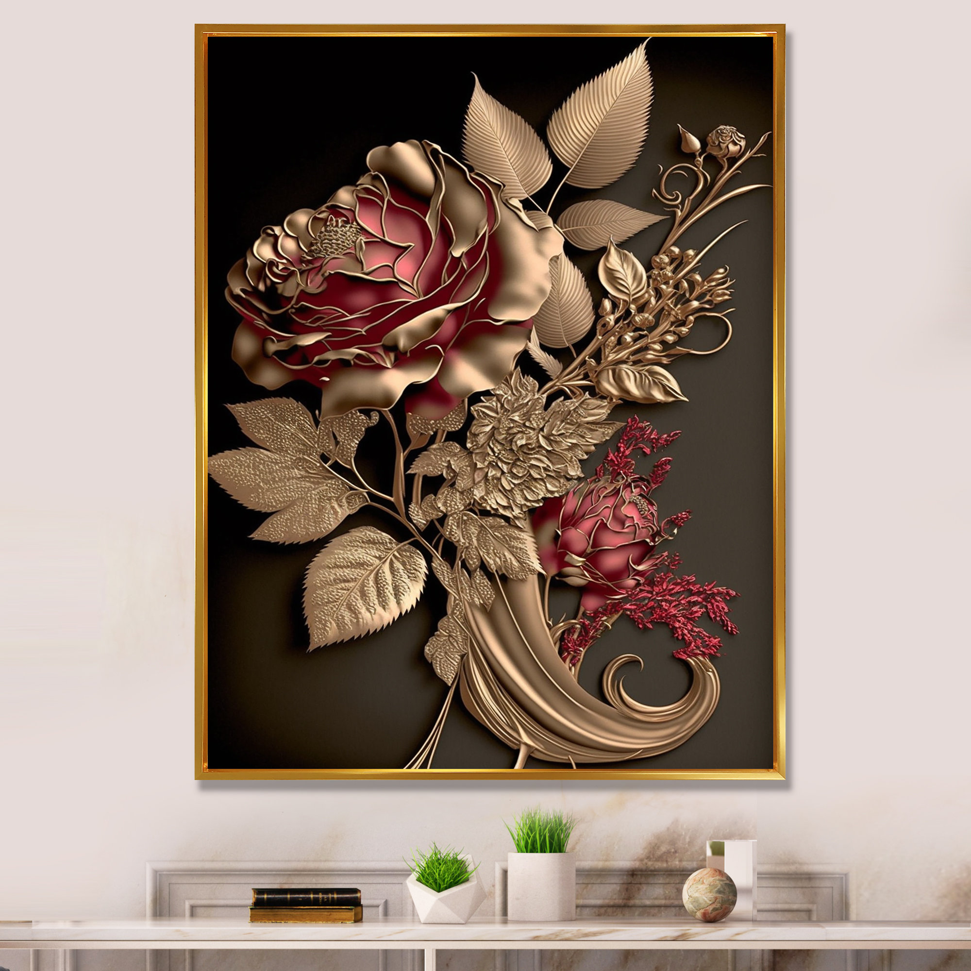 Willa Arlo™ Interiors Gilded Rose Vintage Glam I - Floral Canvas Wall ...
