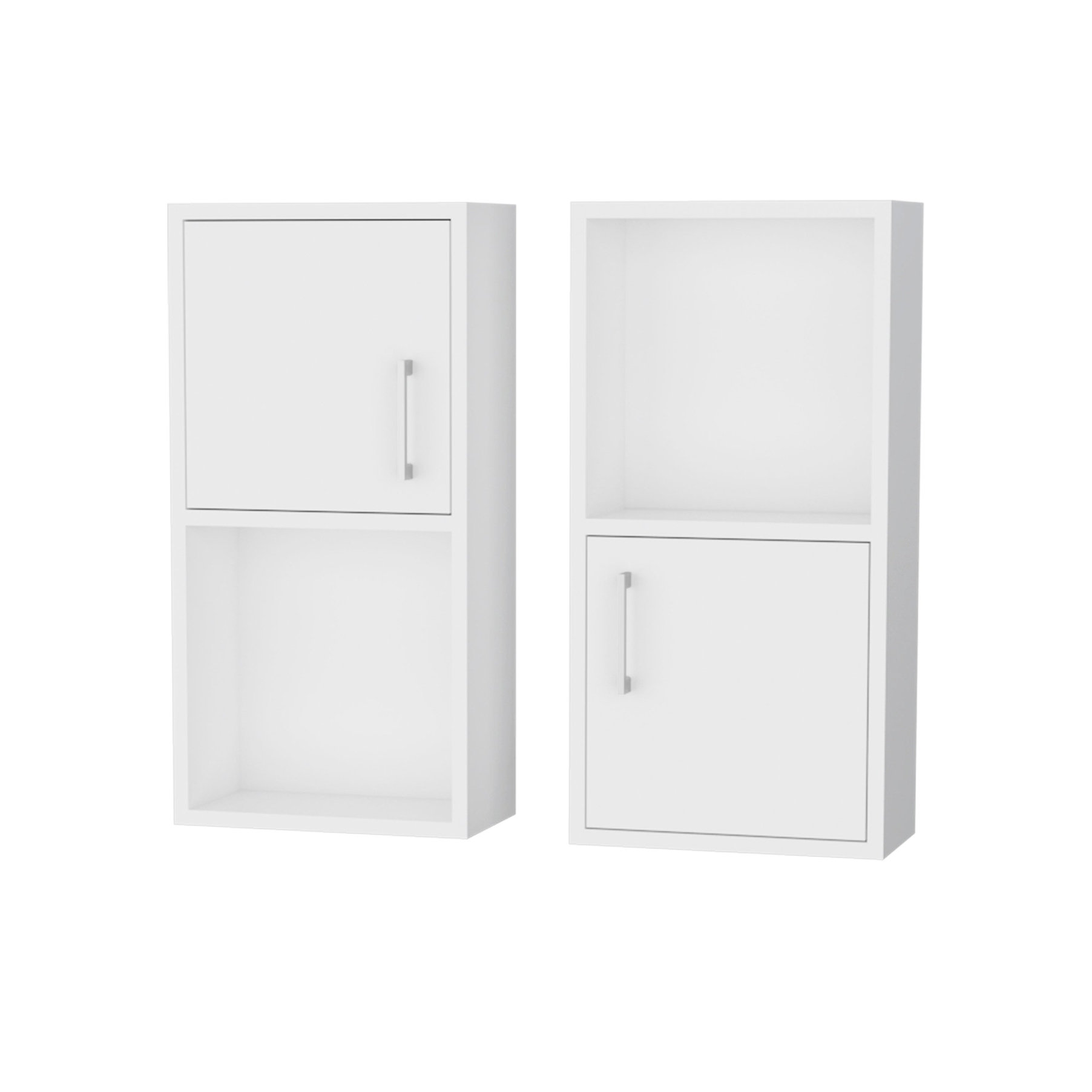 Ophelia & Co. 2 White Bathroom Cabinets - Wall Mounted With Open Shelf For Efficient Storage ...