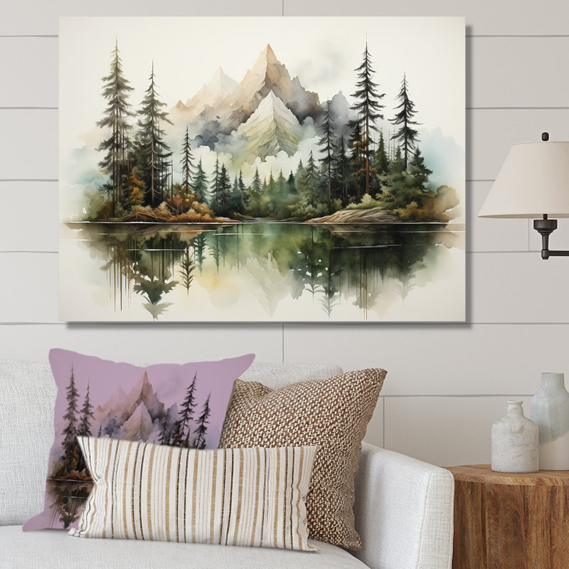Millwood Pines Watercolor Mountain Dreamscape On Canvas Print | Wayfair