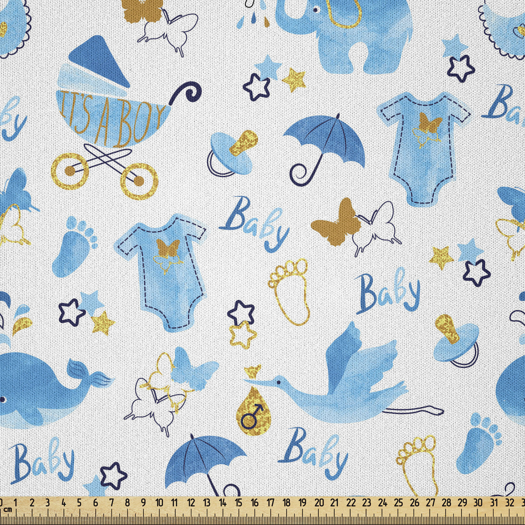 East Urban Home Ambesonne Baby Fabric By The Yard, Its A Boy Stork ...