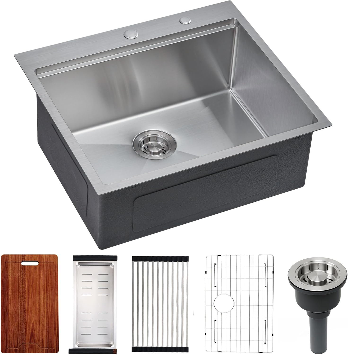 Scamall 25X22 Inch Kitchen Sink Drop In Topmount Single Bowl ...