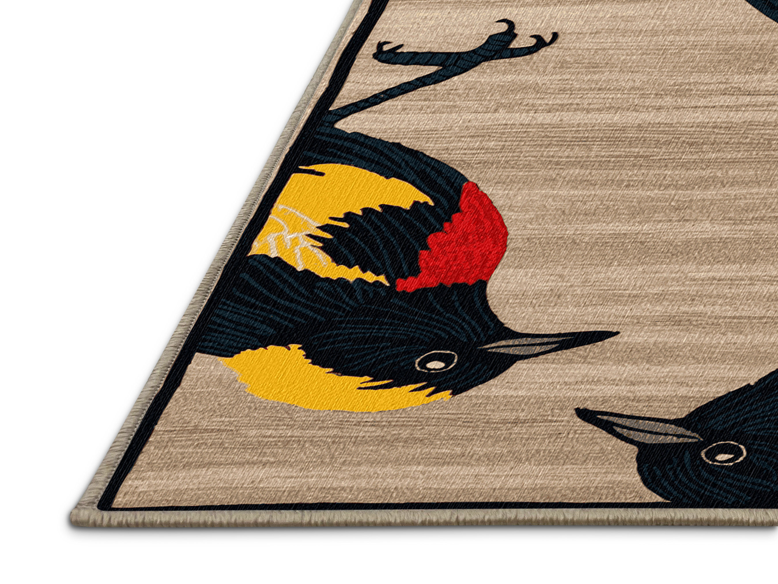 Foundry Select Washable Red winged Blackbird Birds Area Rug | Wayfair
