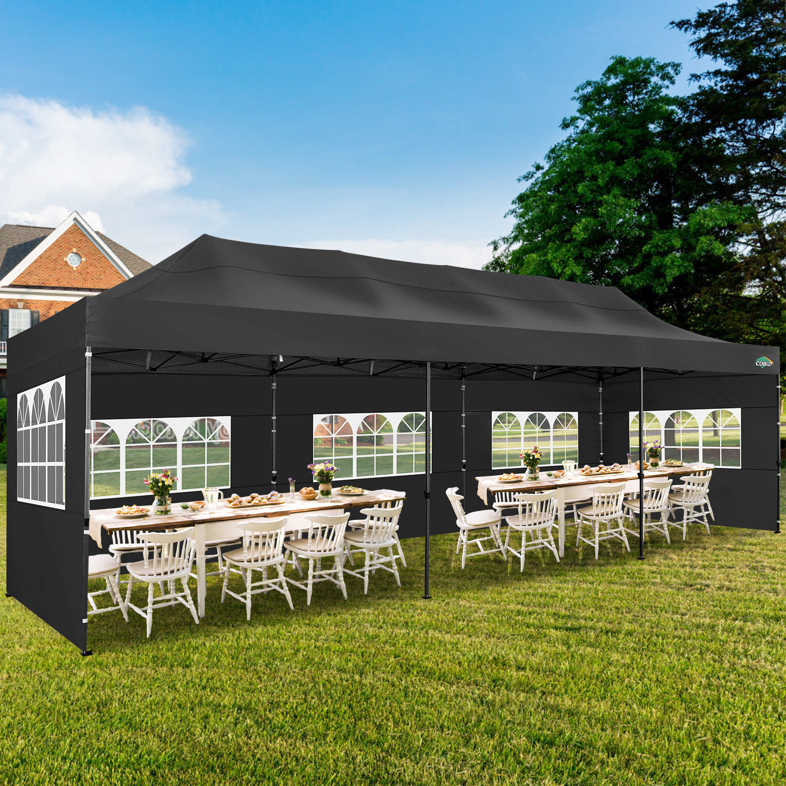 SANOPY 30 Ft. W x 10 Ft. D Pop-up canopy with 8 sidewalls waterproof ...