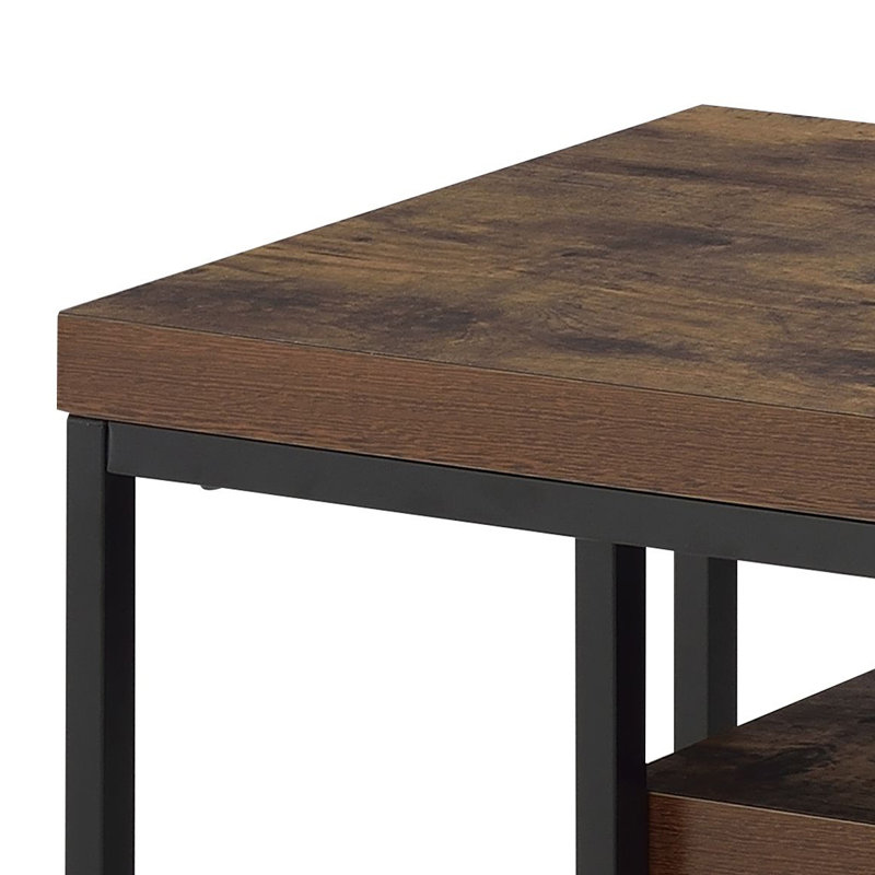 17 Stories Eduino Weathered Oak and Black 47.5'' TV Stand | Wayfair