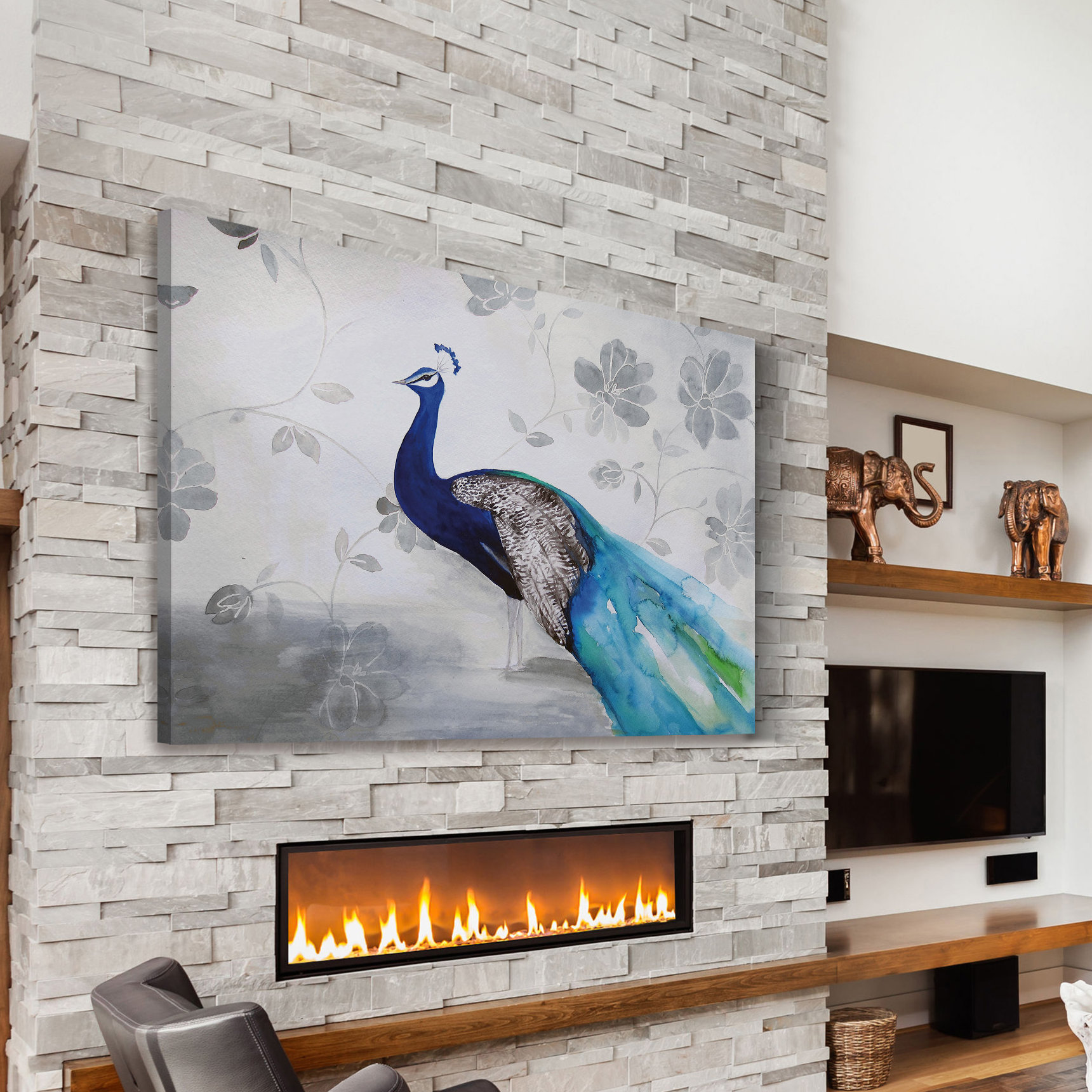 World Menagerie Peacock Fable Cool by Christine Lindstrom - Print on ...