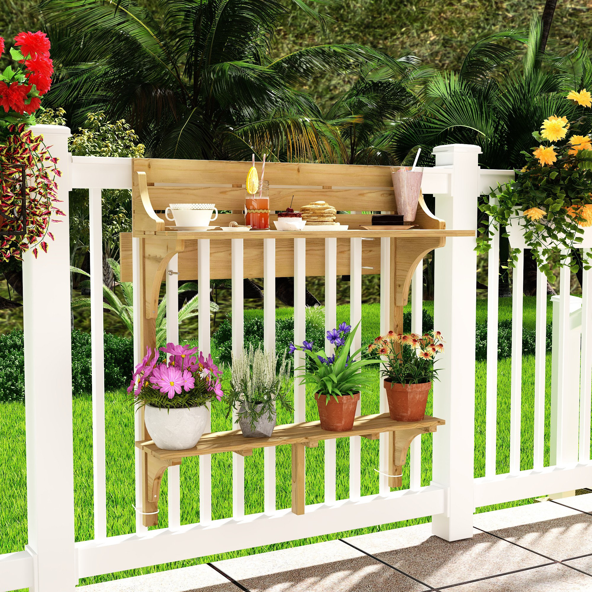 Loon Peak® Two Tier Outdoor Solid Wood Plant Stand | Wayfair