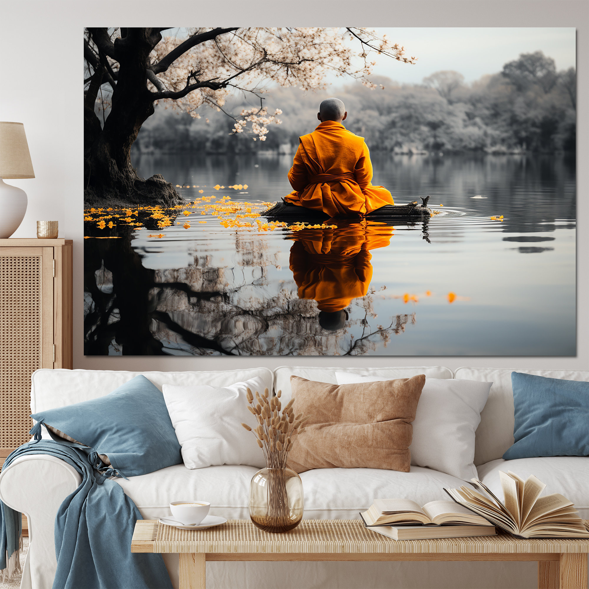 Bungalow Rose Thai Monk Silent Reflection - Thailand Canvas Art Print ...