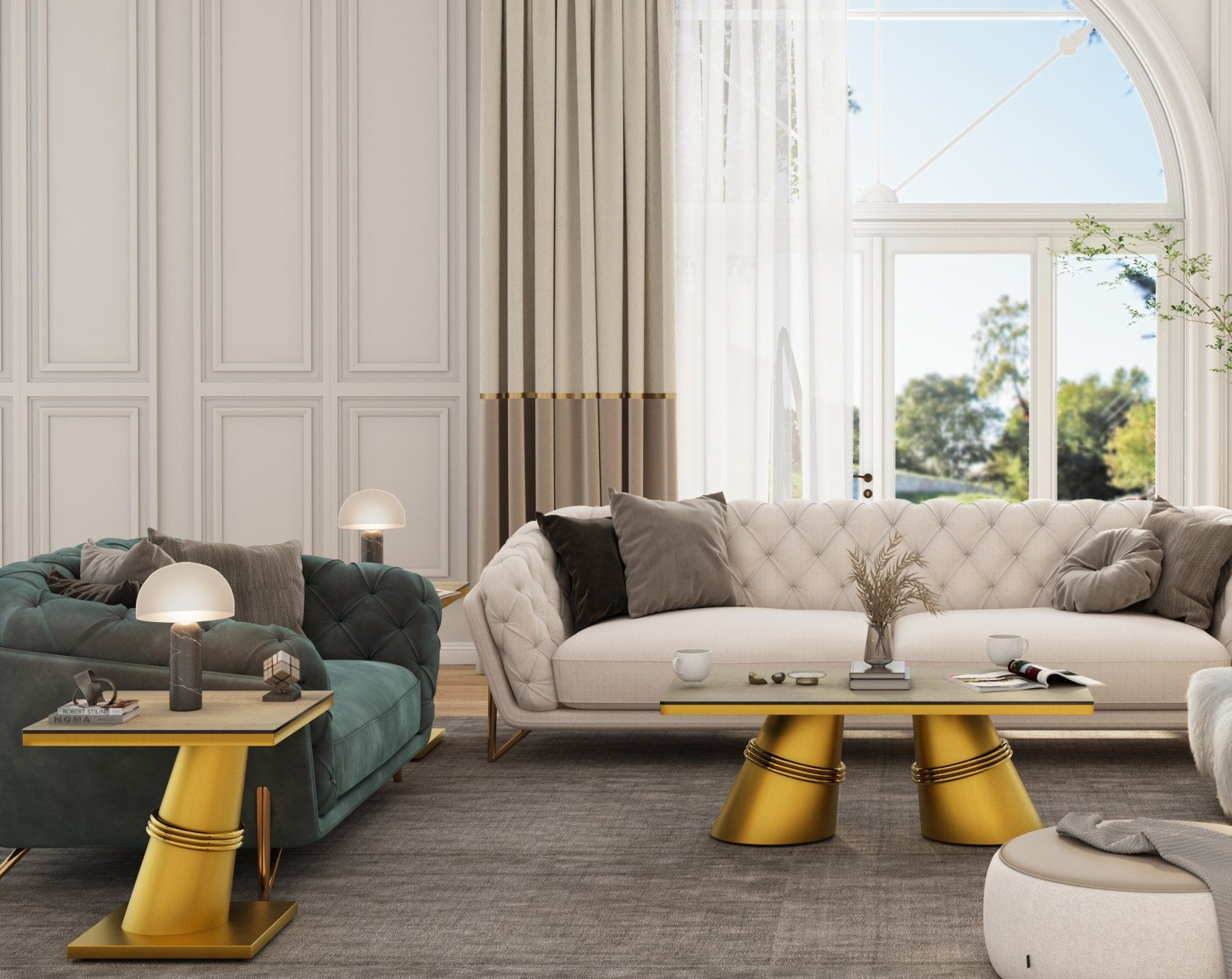 Everly Quinn 2 Pieces Gold Coffee Table Set with Gorgeous Brushed ...