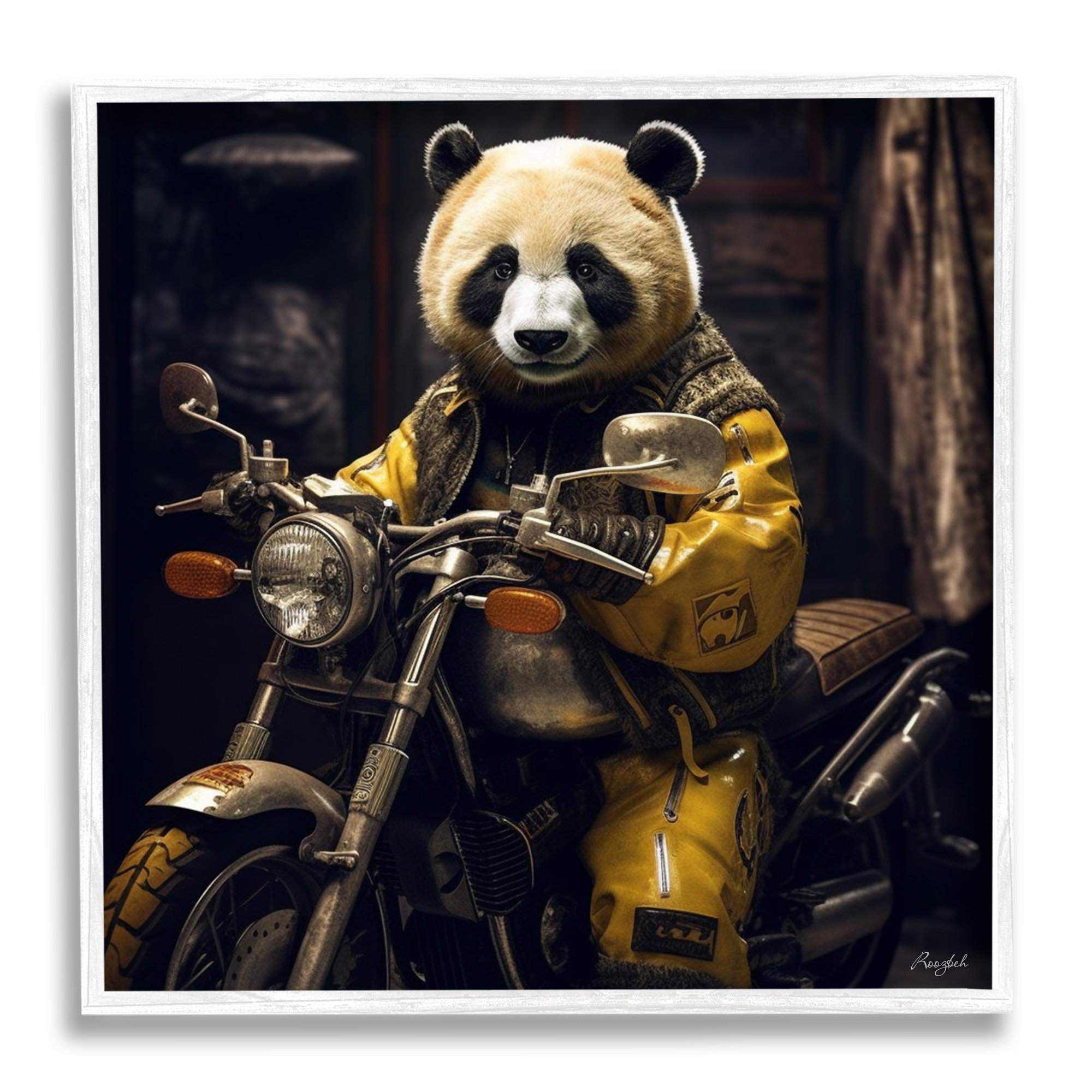 Trinx Panda On Motorcycle Canvas Wall Art Design By Roozbeh - Wayfair ...