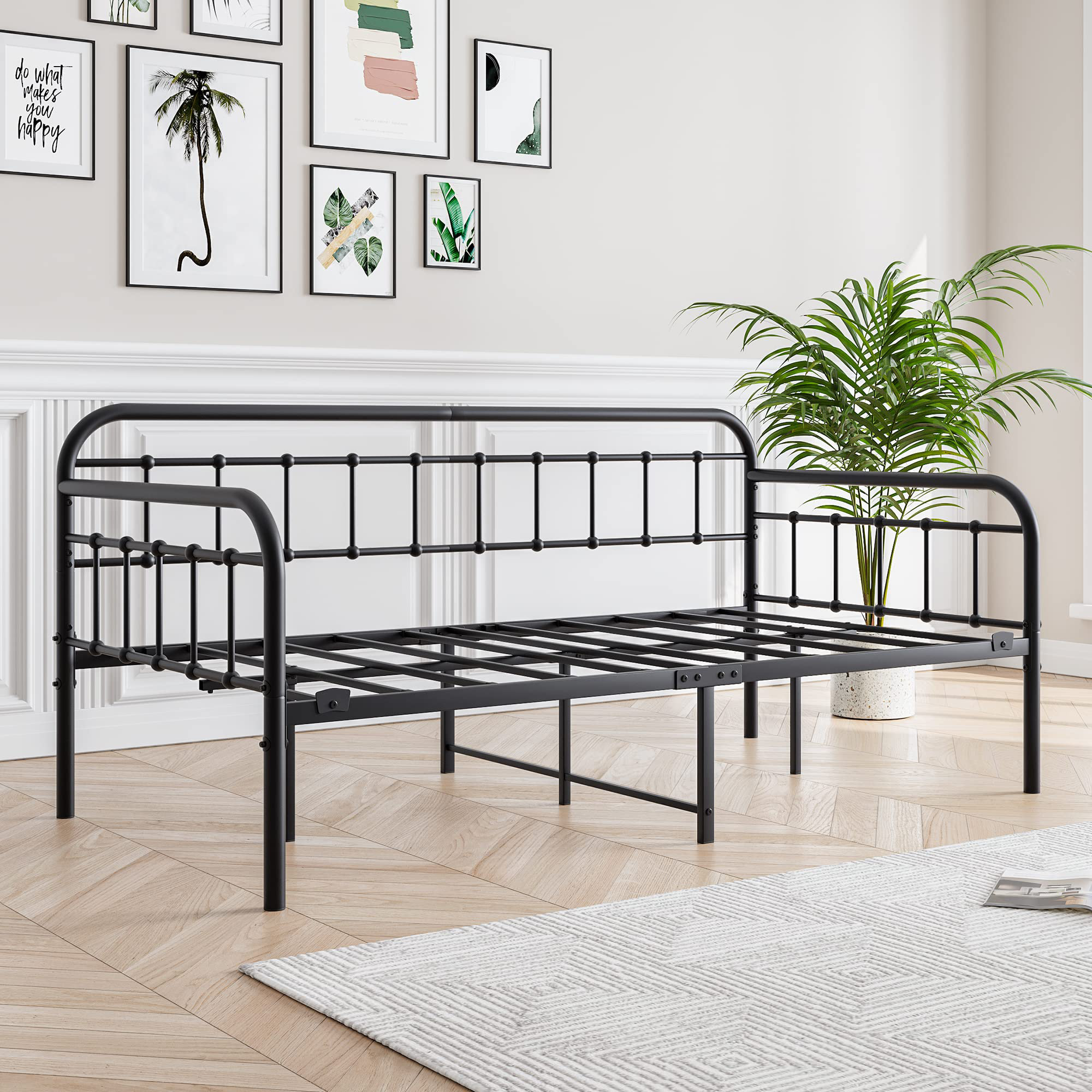 August Grove Metal Daybed Frame Twin Size With Steel Slats Platform ...