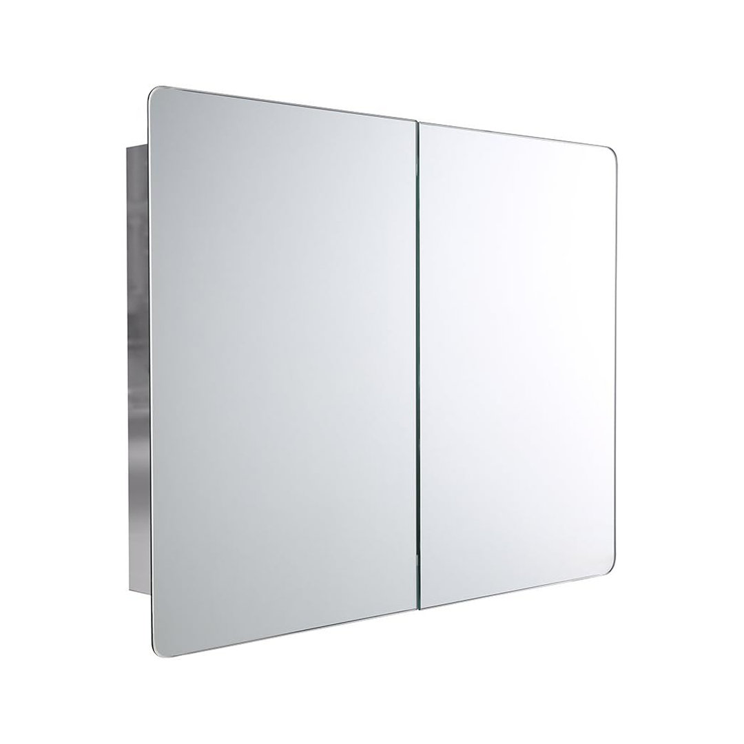 iBathUK Malmo Wall Mounted Stainless Steel Bathroom Mirror Cabinet, Modern Double Door Storage ...