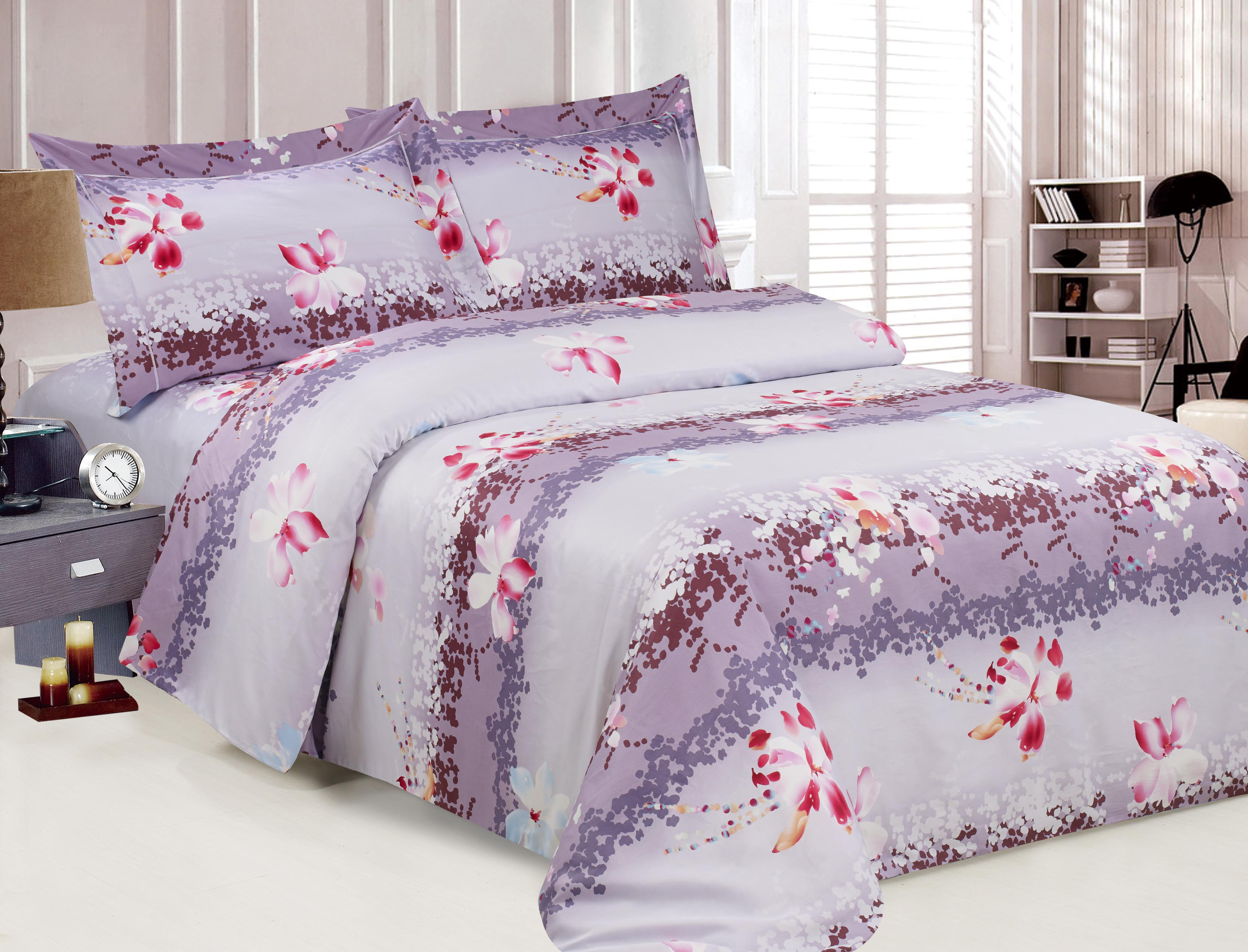 Violet Linen French Sparkling Peach Blossom Pattern, Luxury Ultra Soft ...