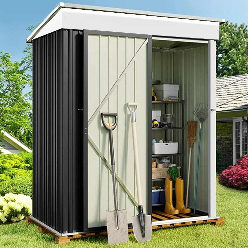 Garten Living Aundreya 5ft.W x 3ft. D Metal Pent Tool Shed & Reviews ...