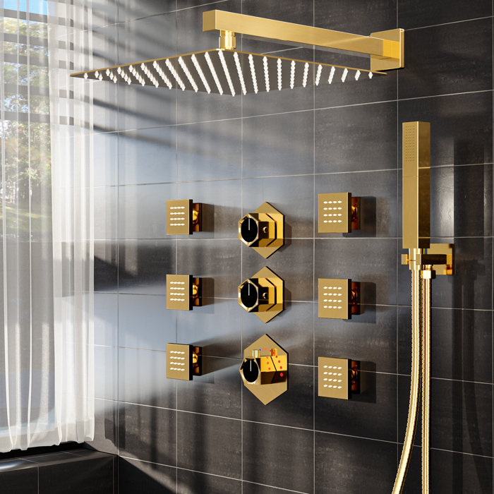 EVERSTEIN RelaxaJet Thermostatic Shower System 12" Wall Mounted High ...