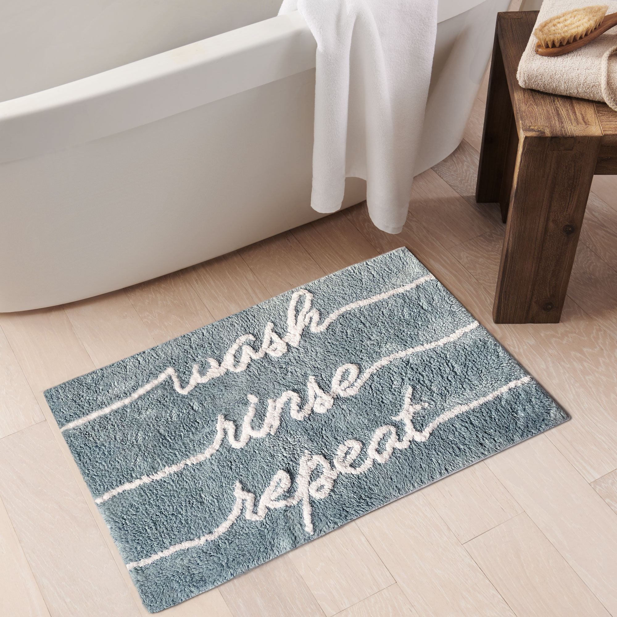 Gracie Oaks Wash Rinse Repeat Word Novelty Cute Bath Rug & Reviews ...