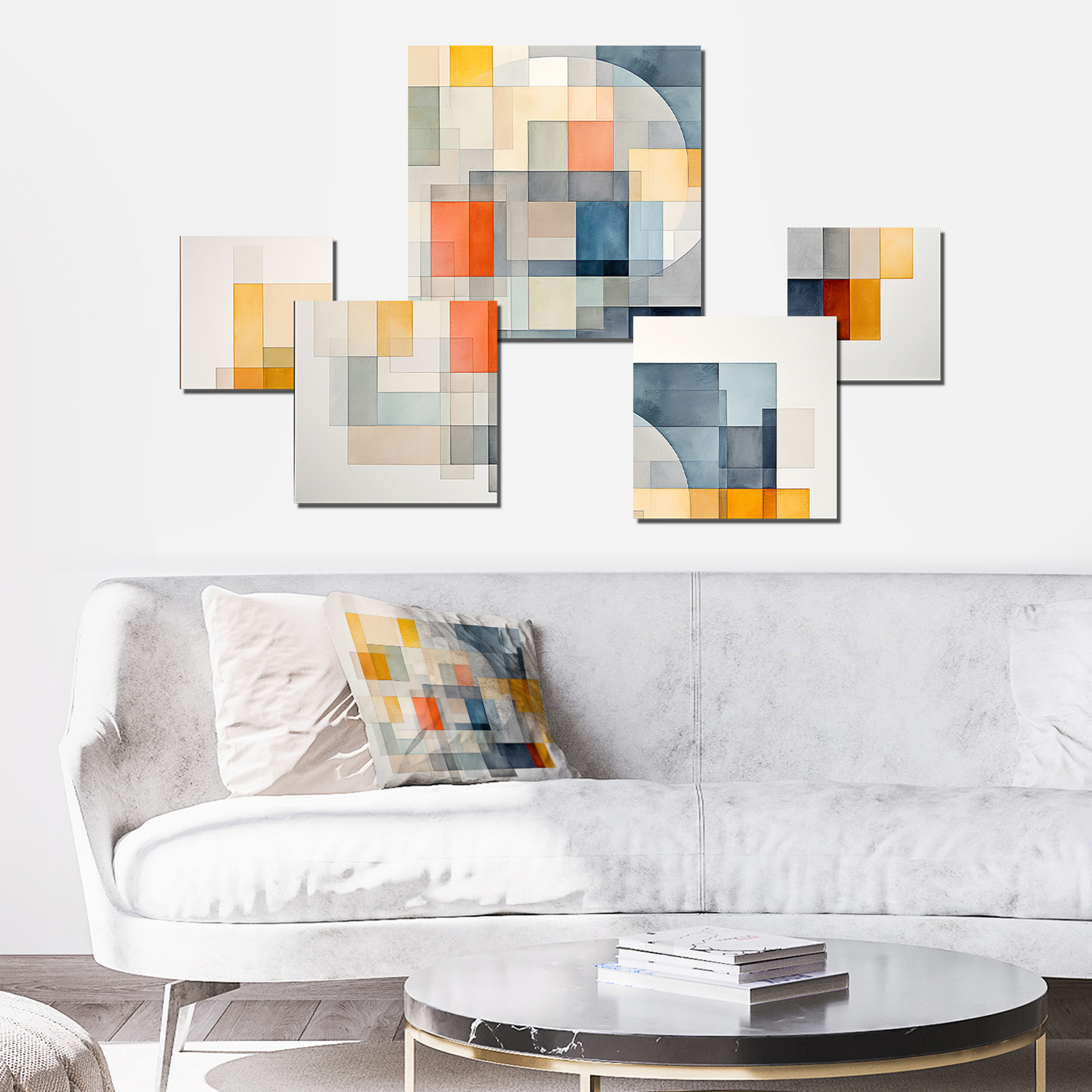 Ivy Bronx Multicolor Cubes Patterns IV - Geometric Square Wall Art Set ...