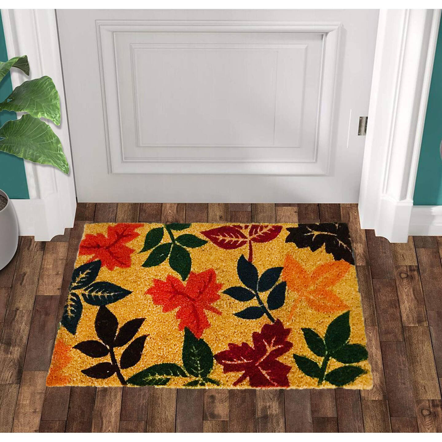 Winston Porter Natural Printed - Colored Leaves Doormat 18" X 30" | Wayfair