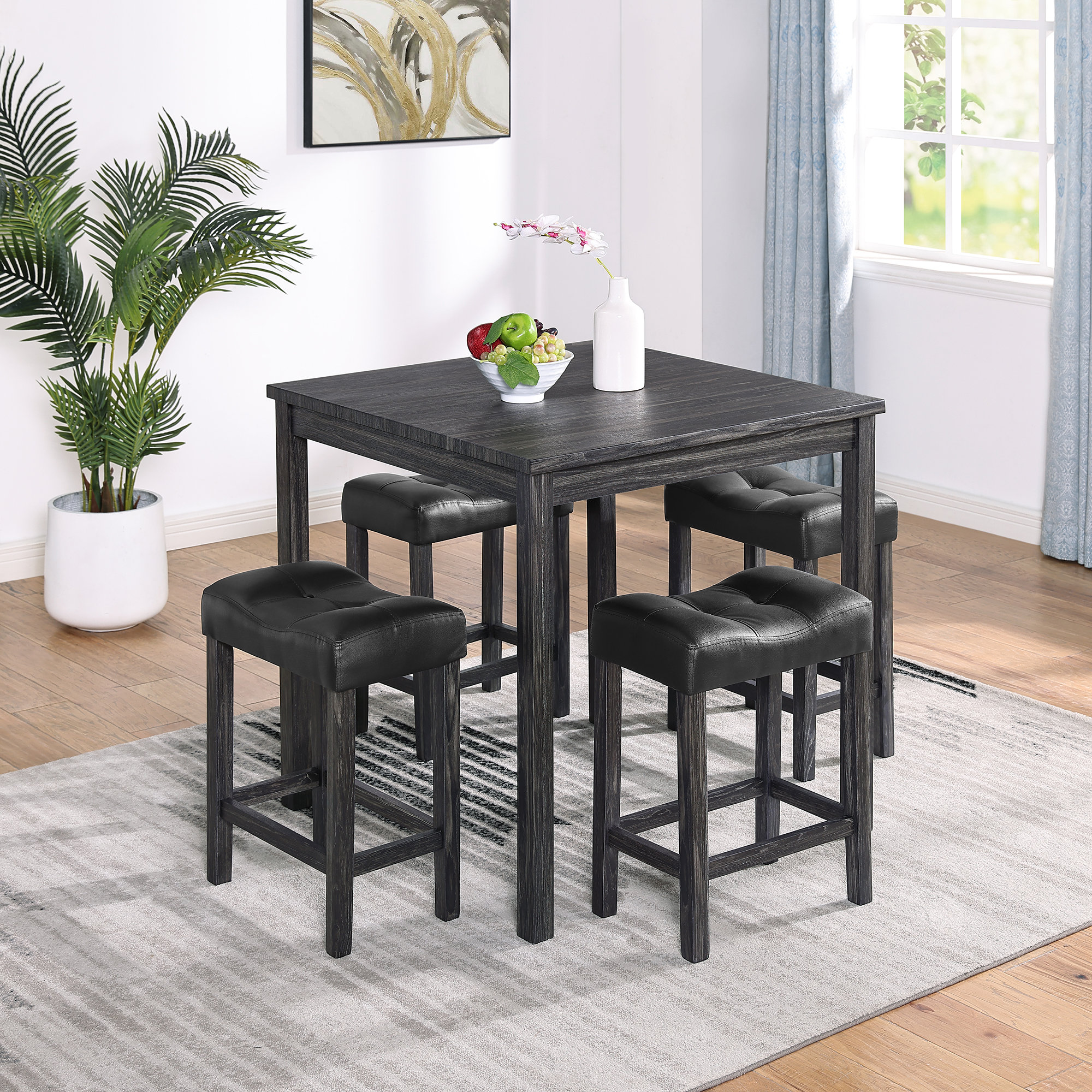 Wildon Home® Dining Table, Bar Table and Chairs Set, 5 Piece Dining ...