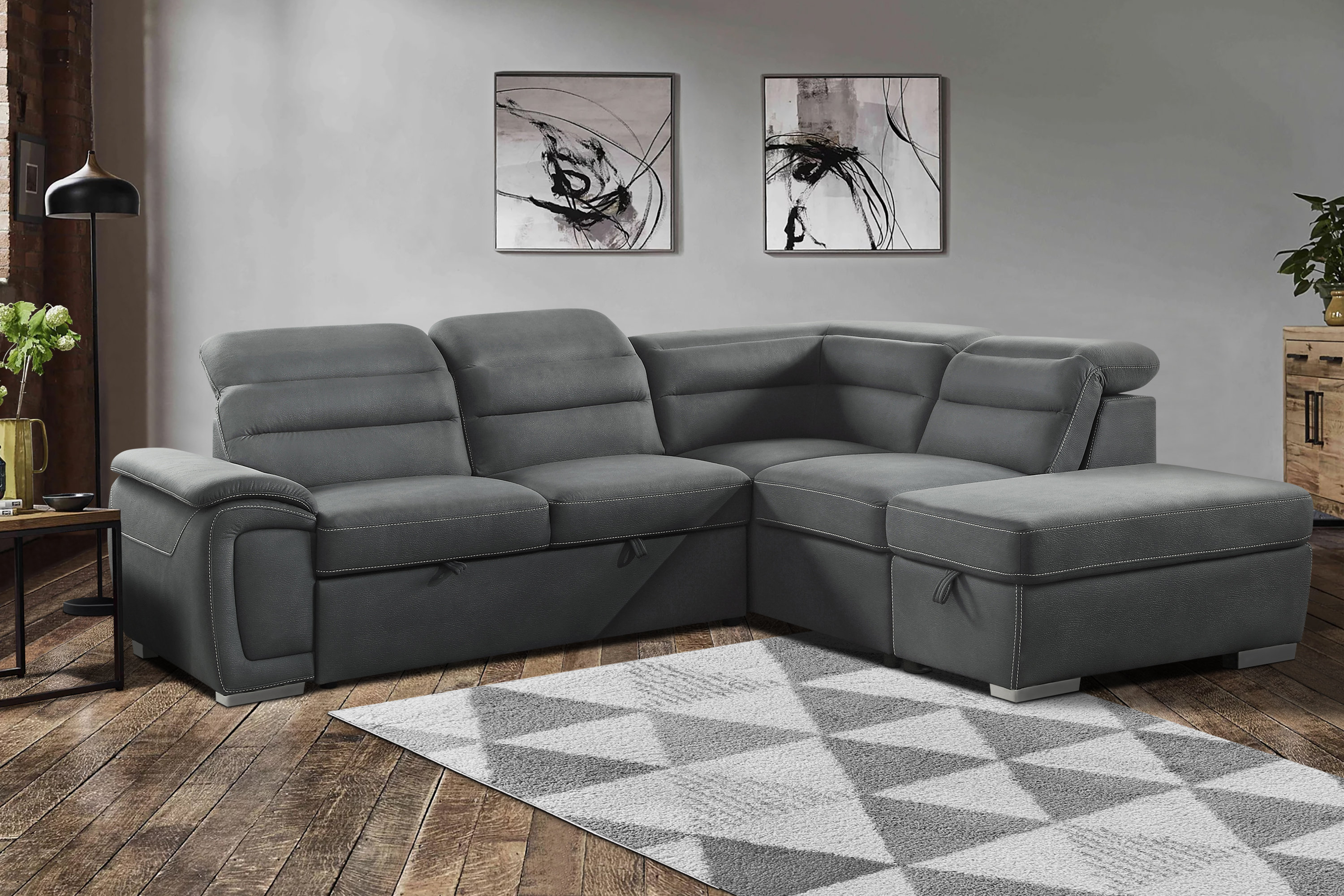 House of Hampton Ellika 103" Wide Microfiber L-Shaped Corner Sleeper ...