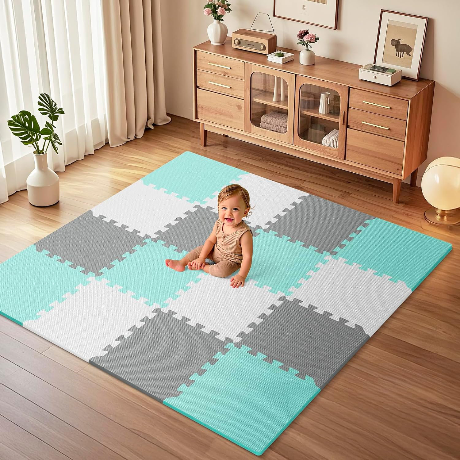 PIGLOG 16 Pcs Baby Play Mat For Floor, Eva Foam Baby Play Mat With 0.6 ...