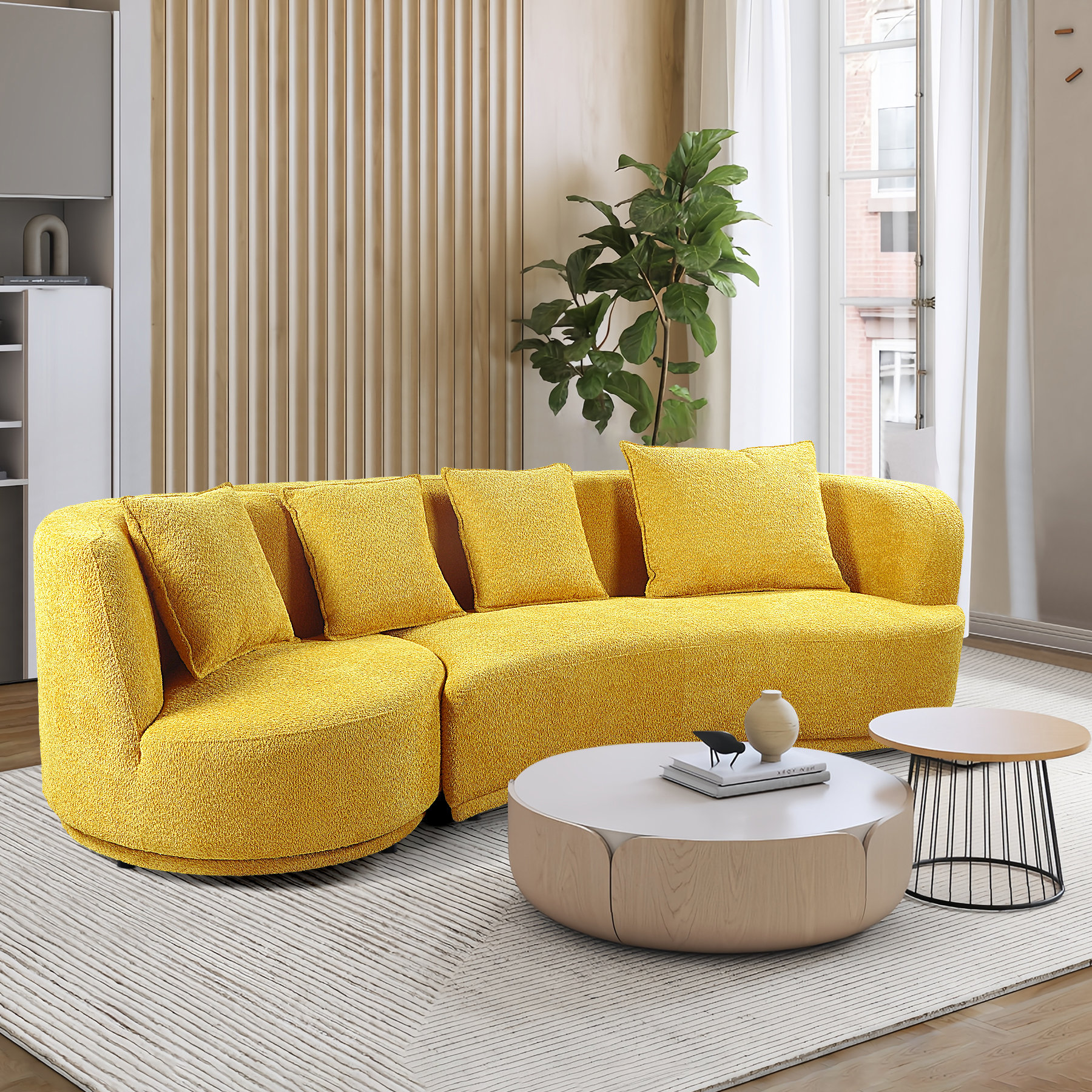 Latitude Run® Plococo 110" Sofa Couch With Swivel Barrel Chairs, 4 ...