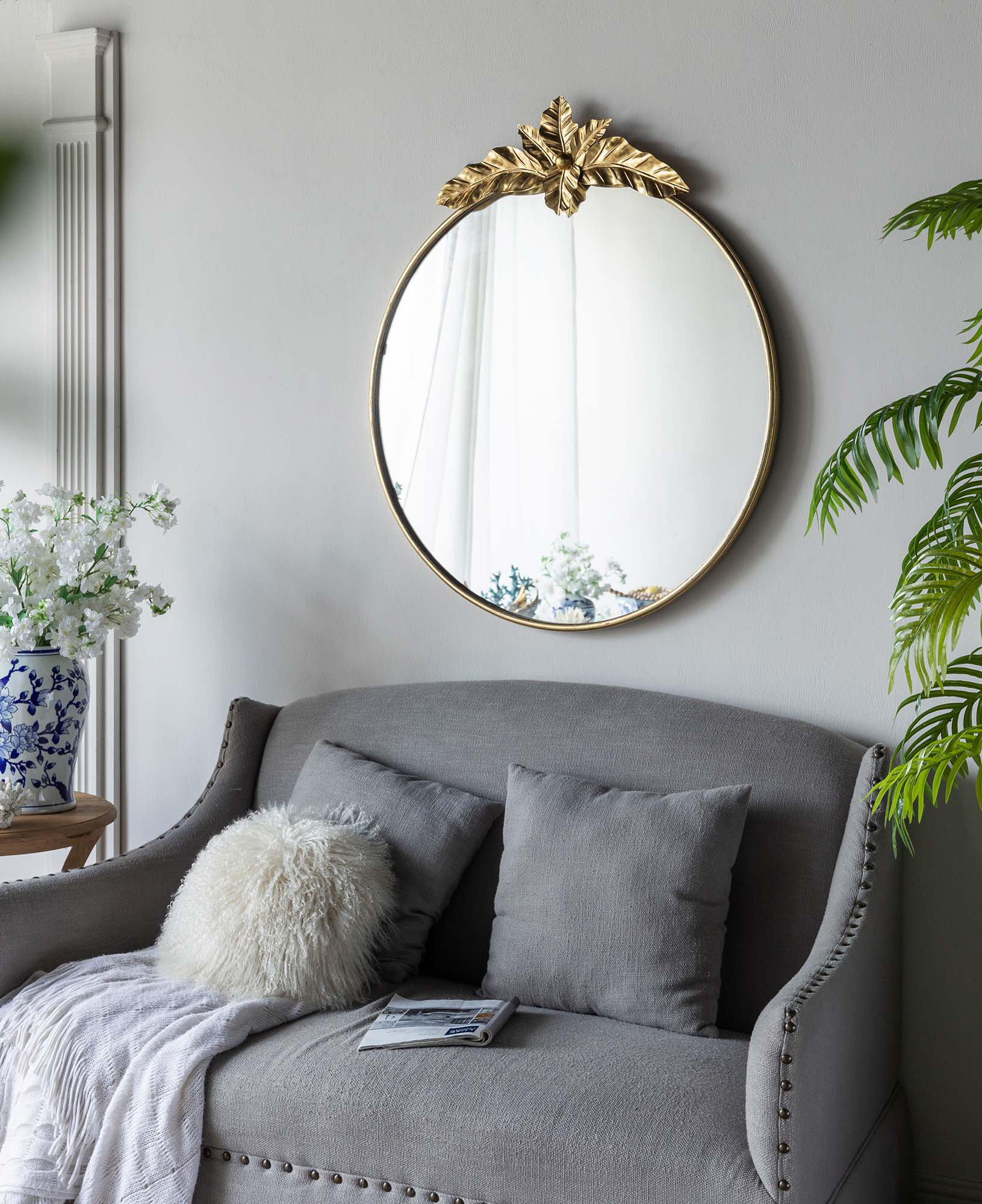 Rosdorf Park 36" x 41" Large Round Wall Mirror,Circle Accent Mirror ...