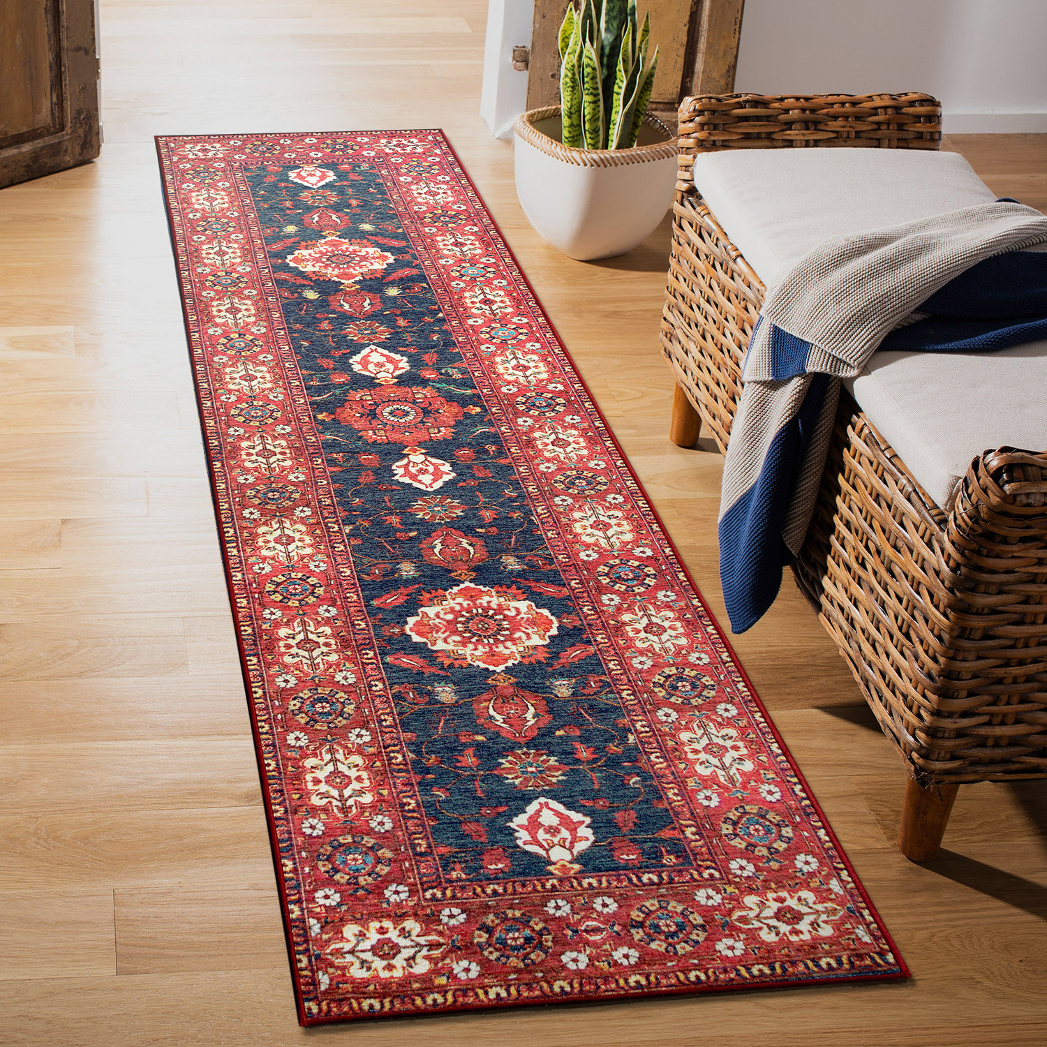 My Magic Carpet Machine Washable Runner Rug Ramage Indigo 2.5X10 | Wayfair