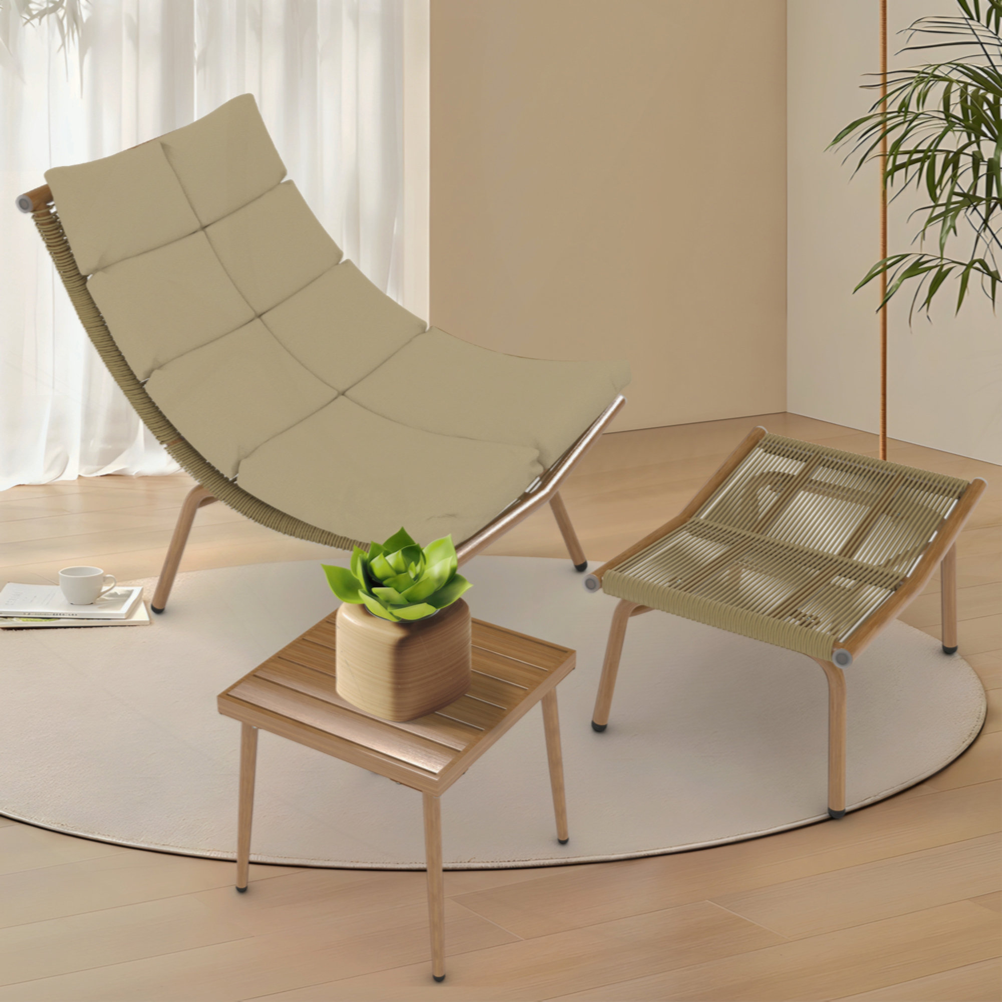 Latitude Run® Chaise Lounge Chair With Table For Outdoor Indoor Wood ...