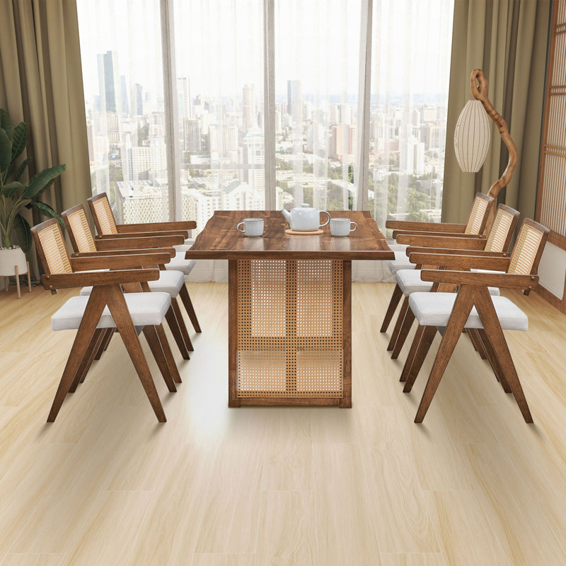 Bayou Breeze Oversize Rectangular Dining Set,7 PCS Wooden Dining Table ...