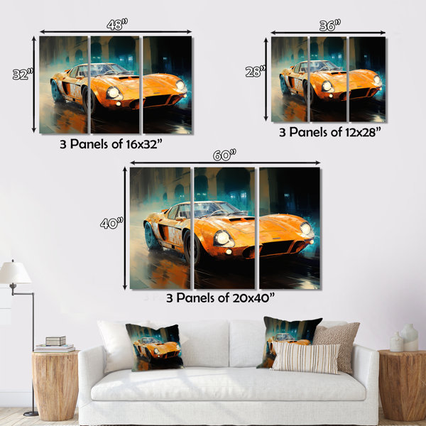 Design Art Grand Prix Retro Sports Car - Classic Cars Wall Art Living ...