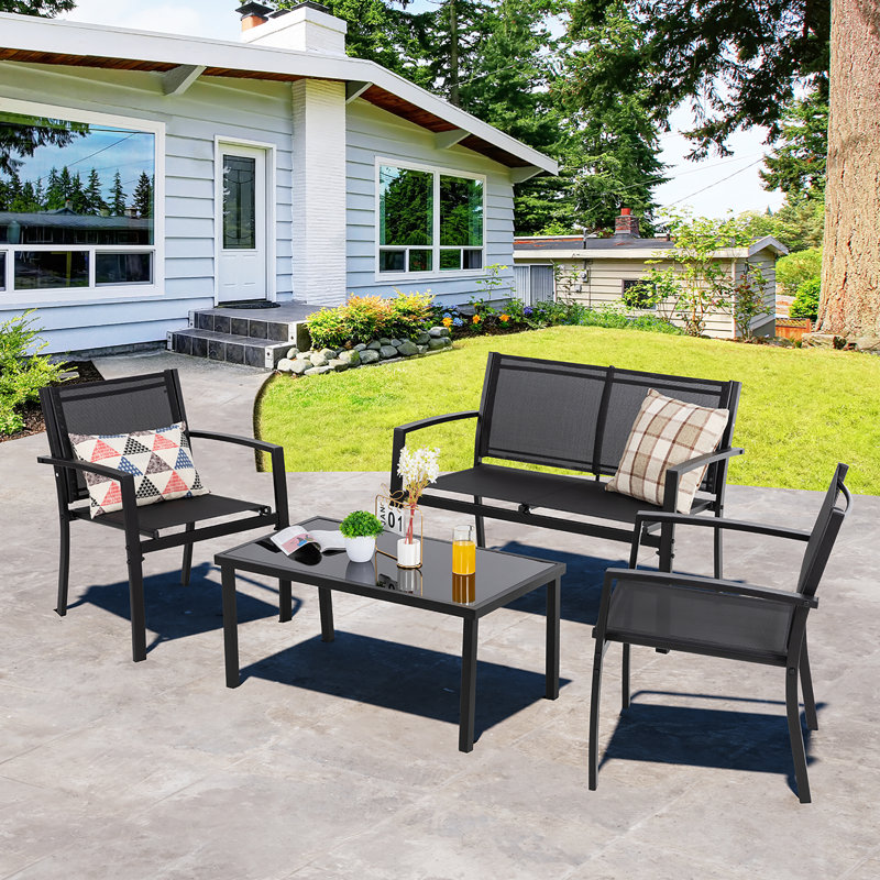 Wade Logan Arantxa 4 Piece Complete Patio Set & Reviews | Wayfair