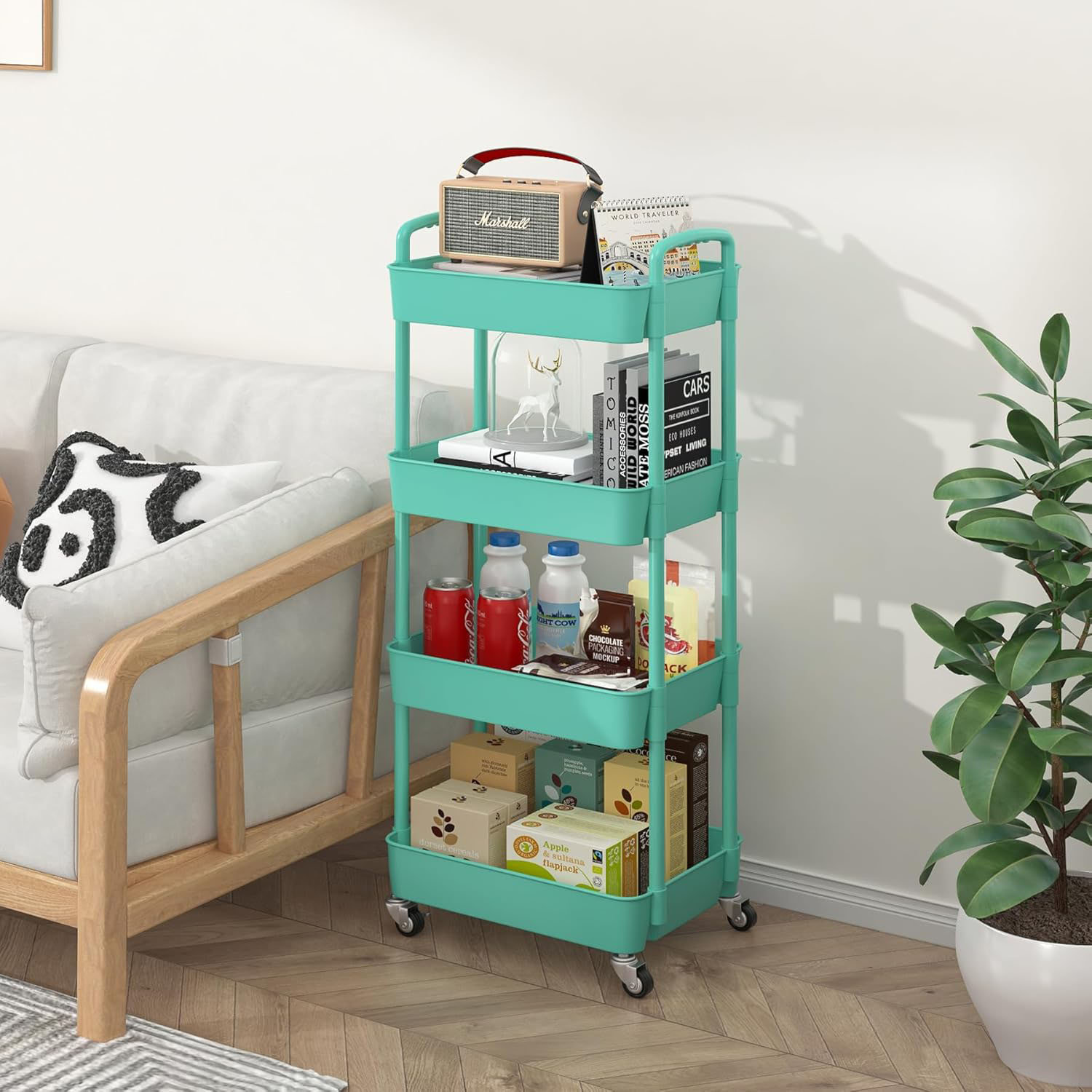 Rebrilliant Trolley For Office, Living Room, Kitchen, Movable Storage ...