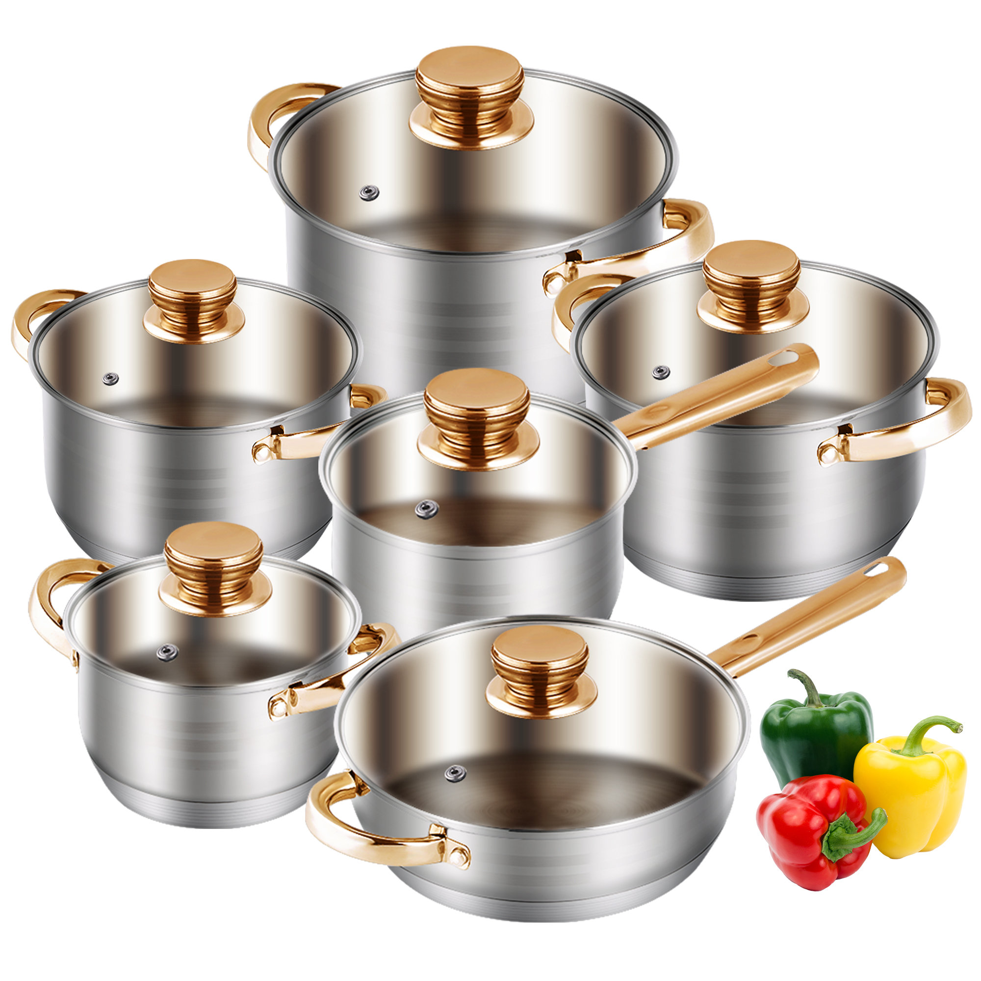 Blue Elephant 12 - Piece Non-Stick Stainless Steel Cookware Set ...