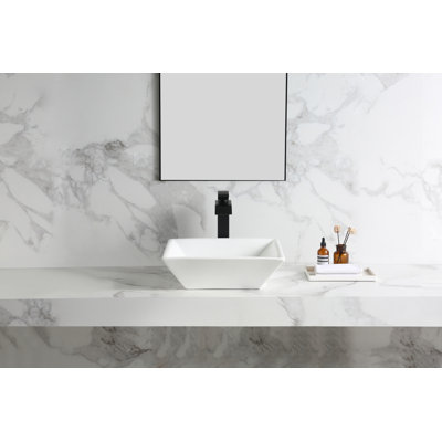 ANDVIN White Square Vessel Bathroom Sink | Wayfair