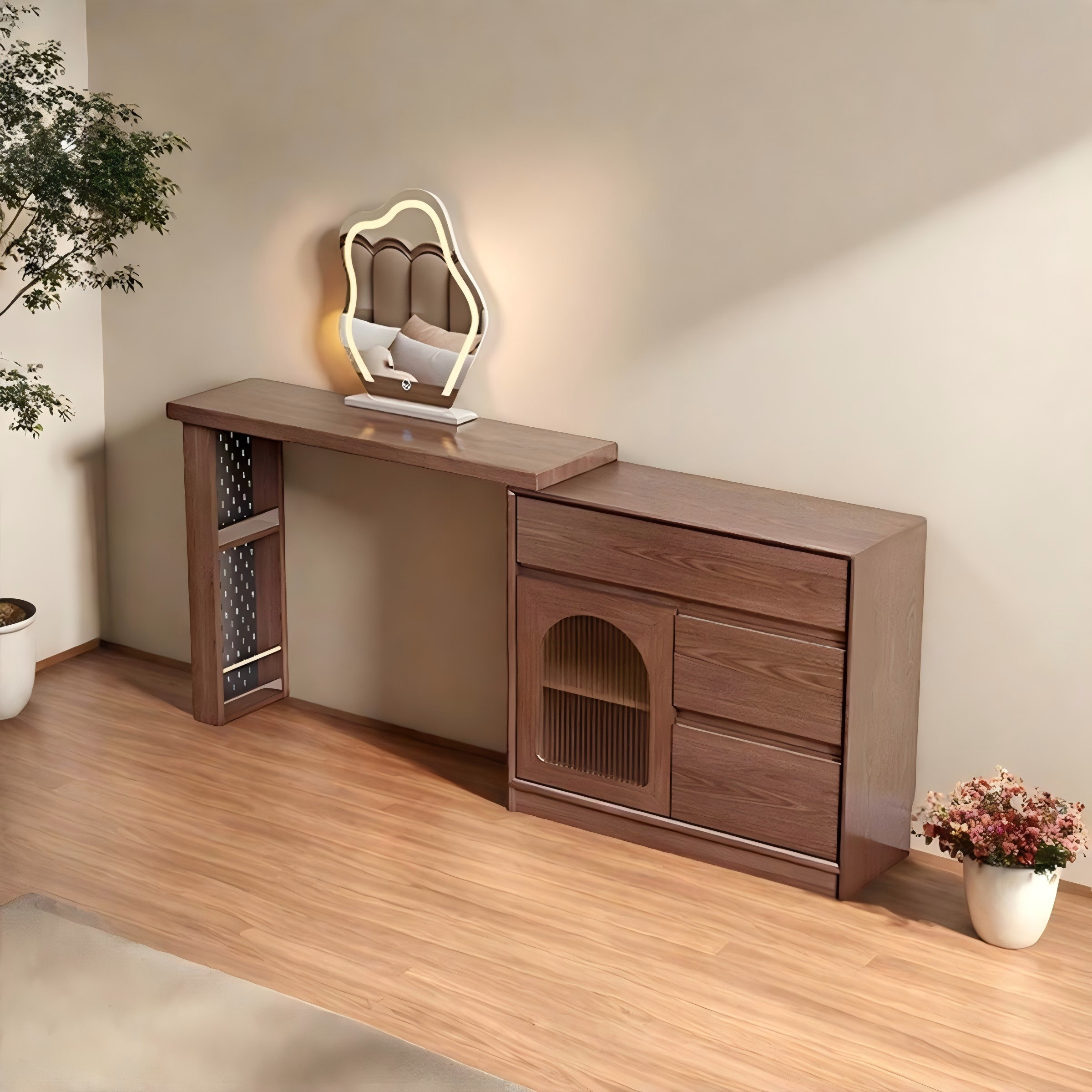 Hokku Designs Modern Minimalist Solid Wood Vanity Table | Wayfair